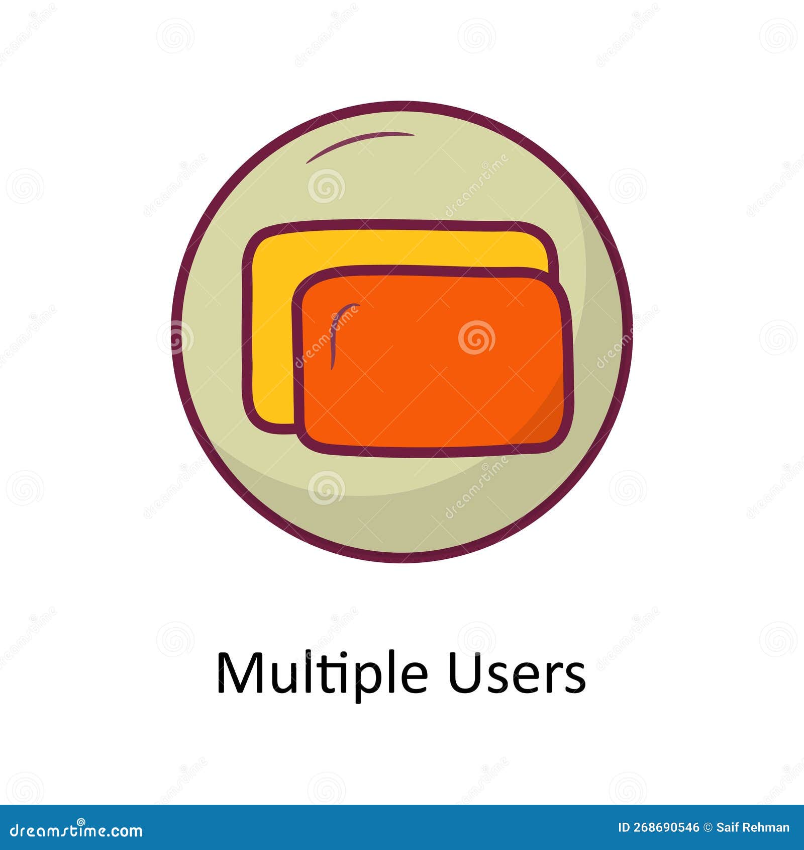 Multiple Users Solid Fill Outline Icon Design Illustration. Media ...