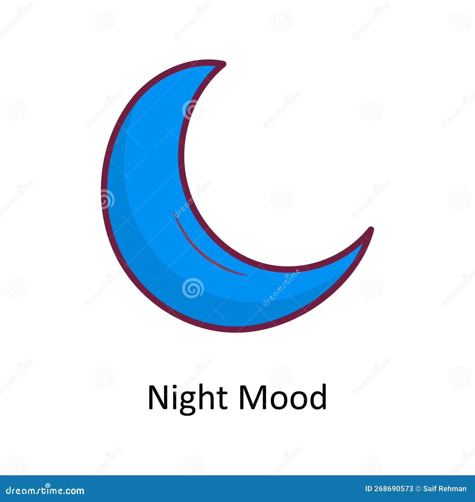 Night Mood Solid Fill Outline Icon Design Illustration. Media Control ...