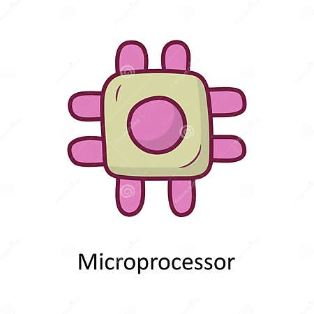 Microprocessor Solid Fill Outline Icon Design Illustration. Media ...