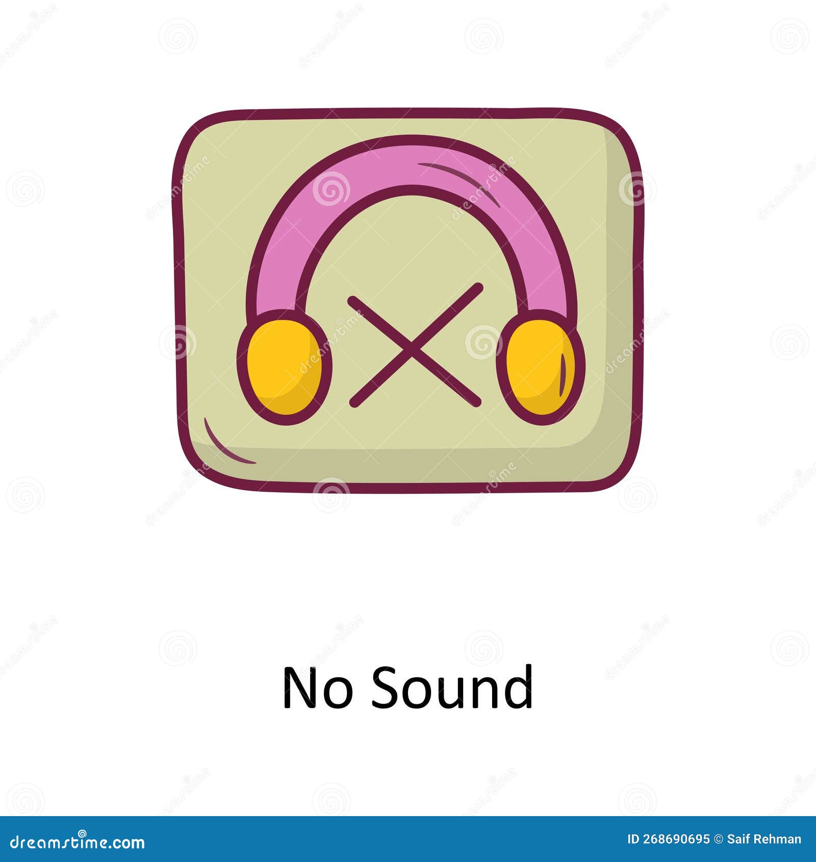 No Sound Solid Fill Outline Icon Design Illustration. Media Control ...