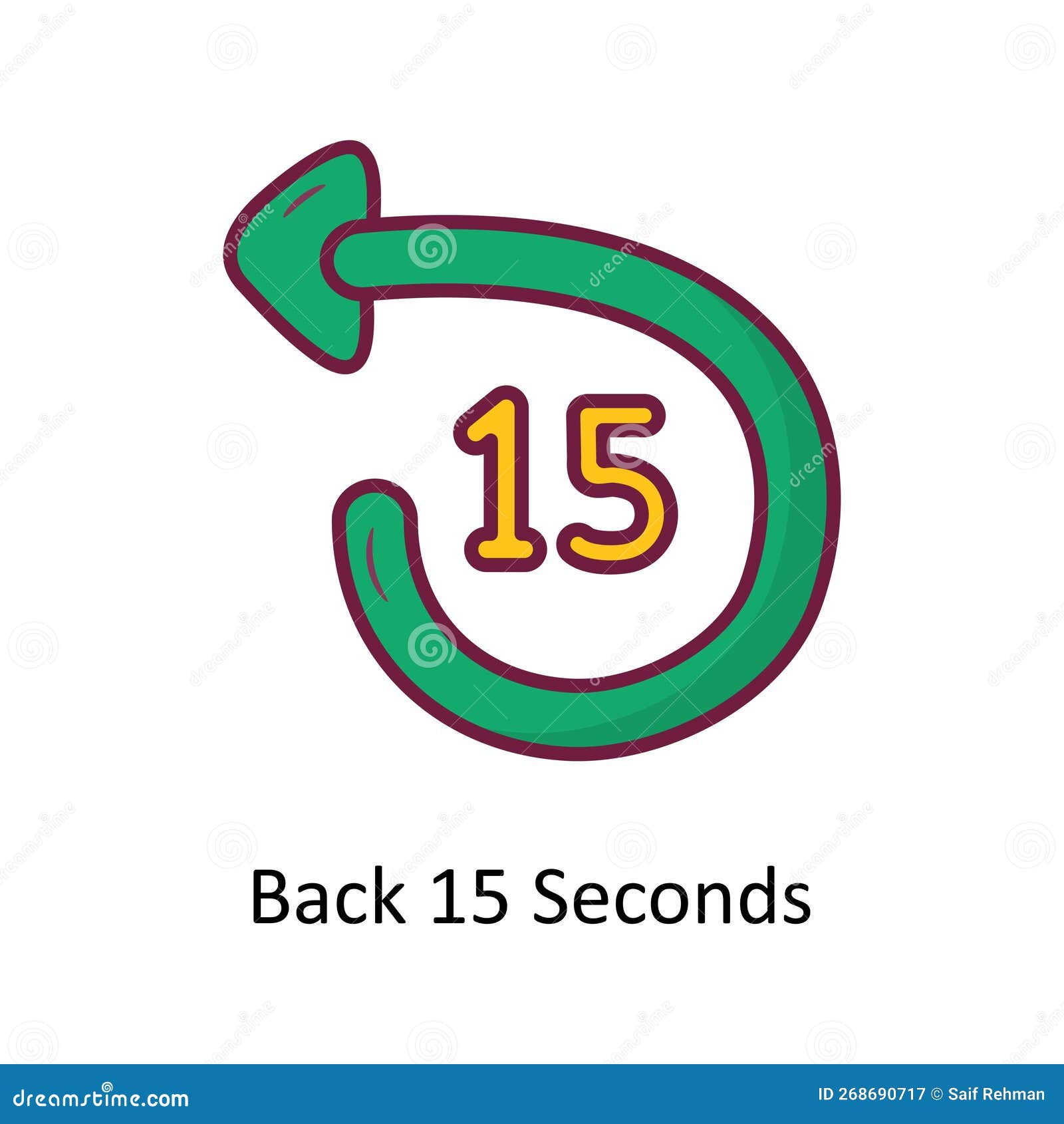 Back 15 Seconds Solid Fill Outline Icon Design Illustration. Media ...