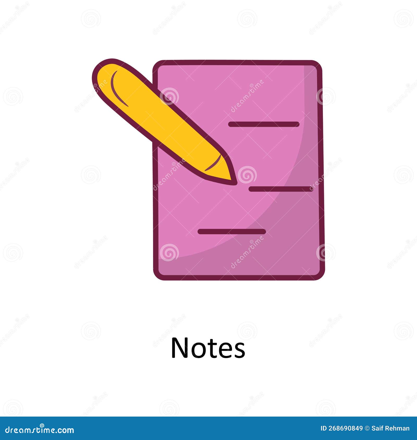 Notes Solid Fill Outline Icon Design Illustration. Media Control Symbol ...