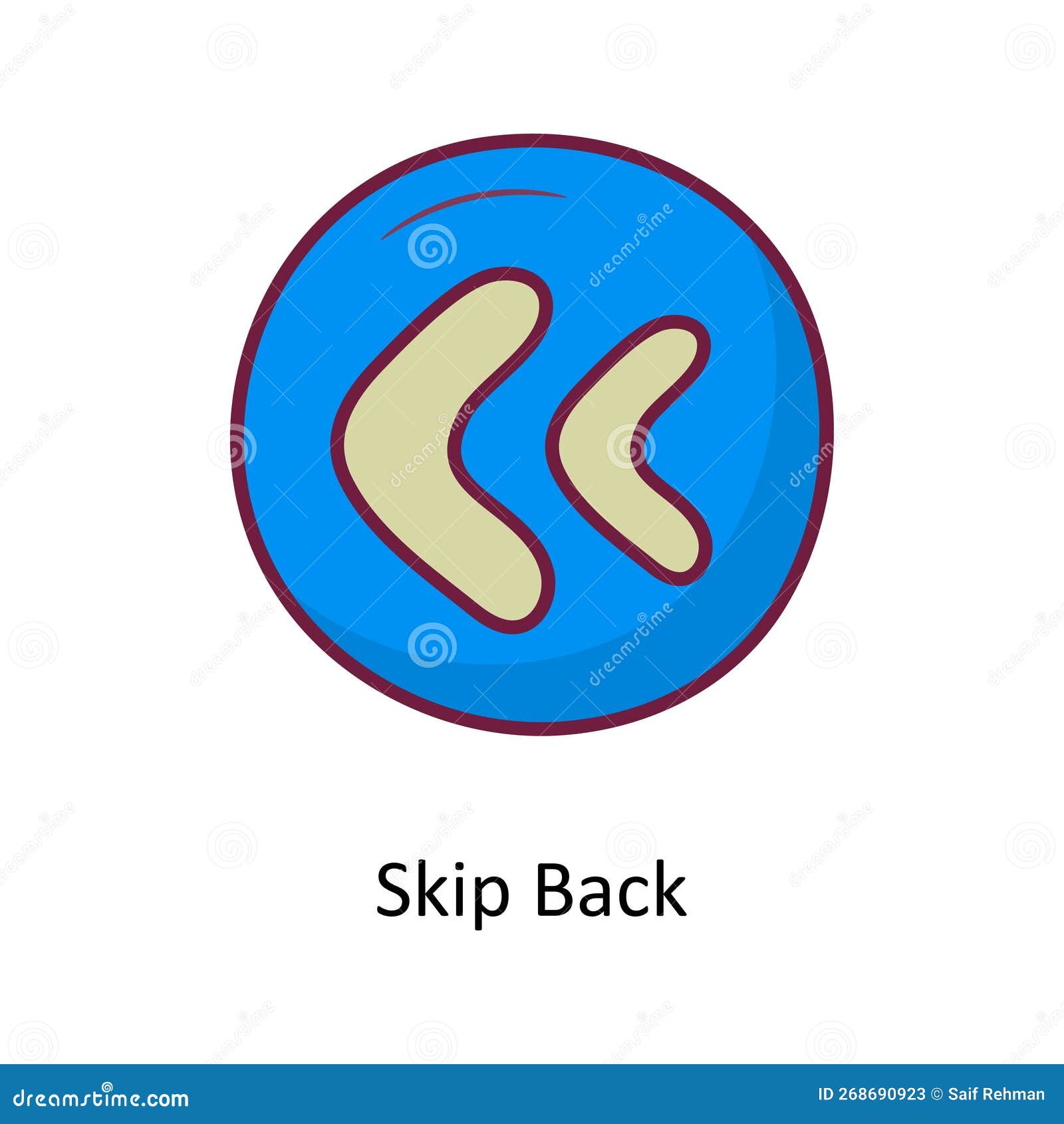 Skip Back Solid Fill Outline Icon Design Illustration. Media Control ...