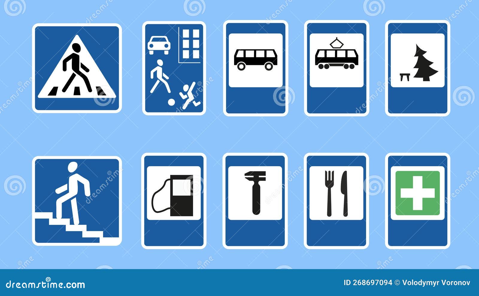 Informational and Indicative Traffic Signs. Stock Vector - Illustration ...