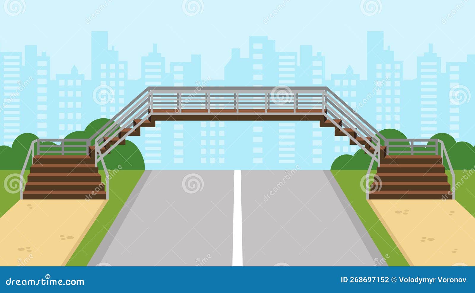 Pedestrian Bridge Poster With Isometric Footbridge Vector Illustration ...