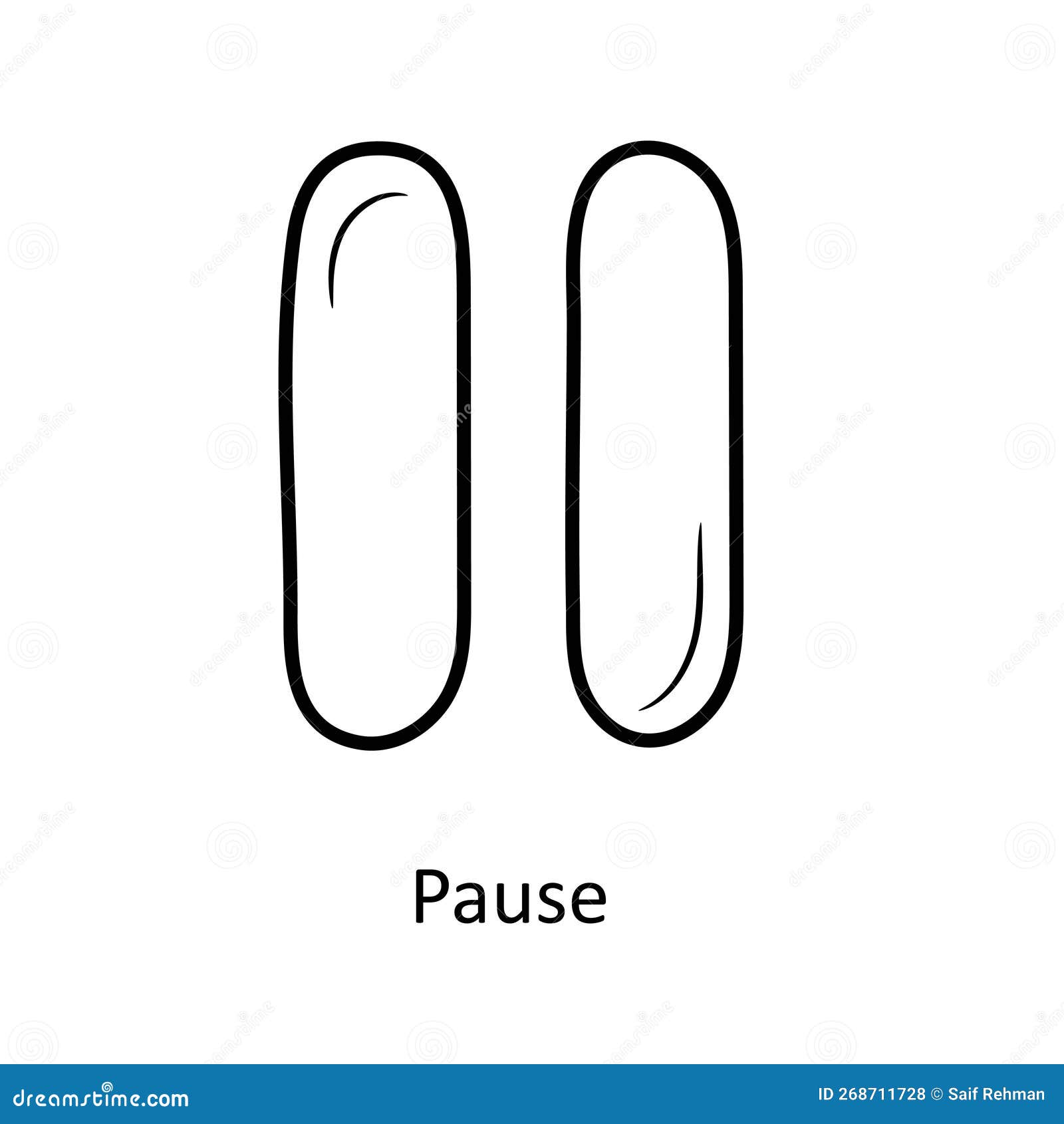 Pause Solid Fill Outline Icon Design Illustration. Media Control Symbol ...
