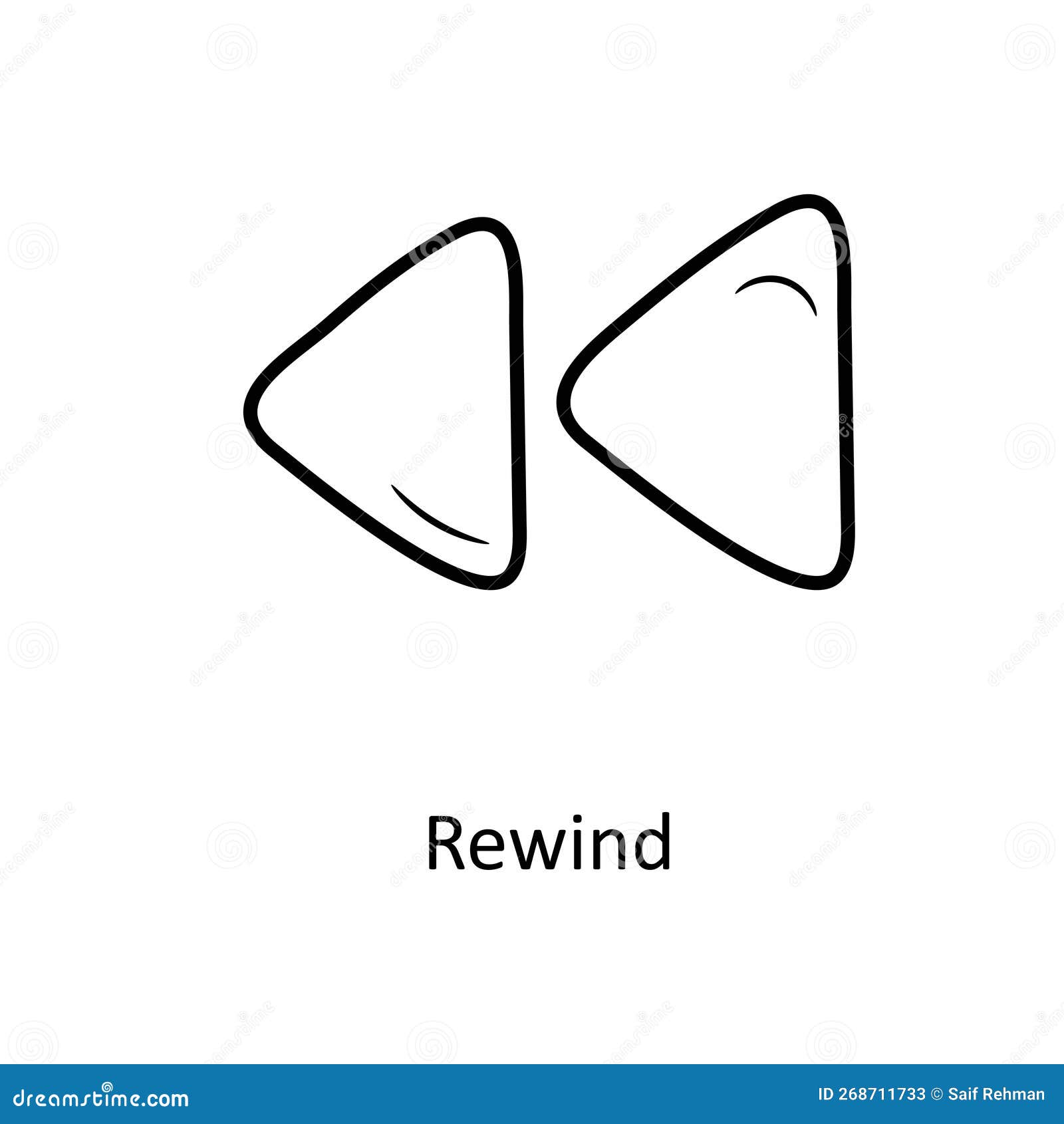 Rewind Solid Fill Outline Icon Design Illustration. Media Control Symbol on White Background EPS ...