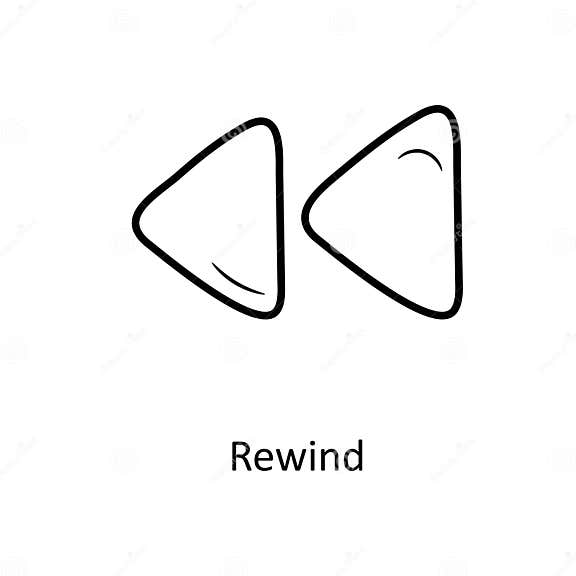 Rewind Solid Fill Outline Icon Design Illustration. Media Control Symbol on White Background EPS ...
