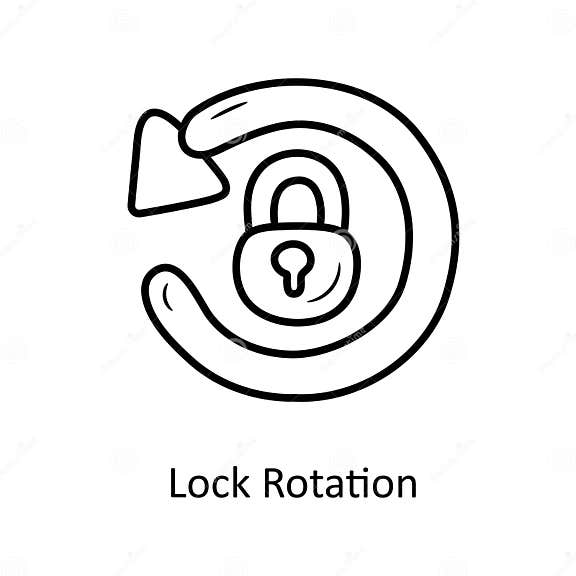 Lock Rotation Solid Fill Outline Icon Design Illustration. Media ...