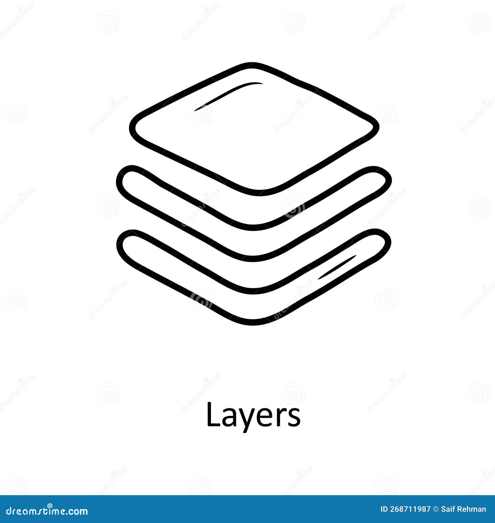 Layers Solid Fill Outline Icon Design Illustration. Media Control Symbol on White Background EPS ...