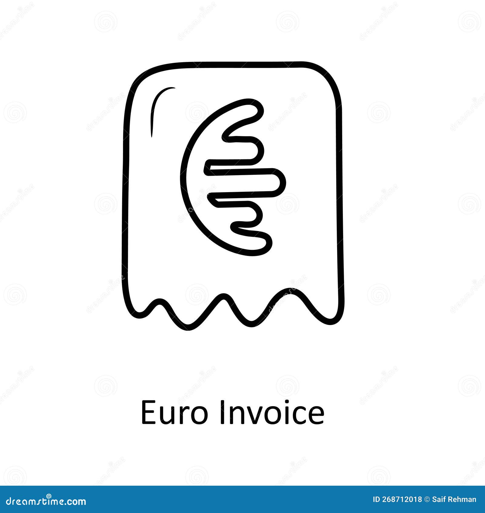 Euro Invoice Solid Fill Outline Icon Design Illustration. Media Control ...