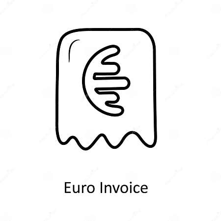 Euro Invoice Solid Fill Outline Icon Design Illustration. Media Control ...