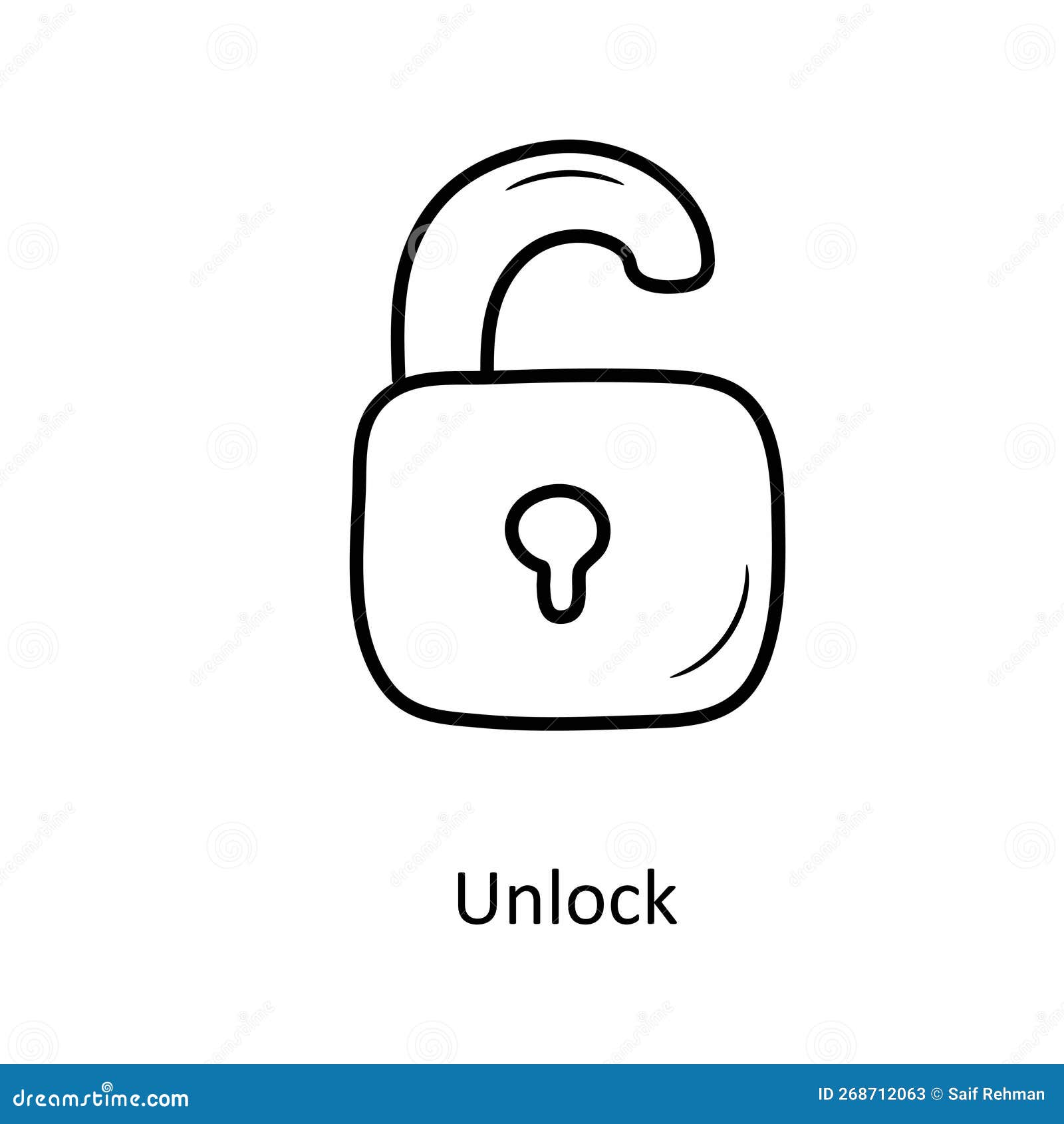 Unlock Solid Fill Outline Icon Design Illustration. Media Control ...