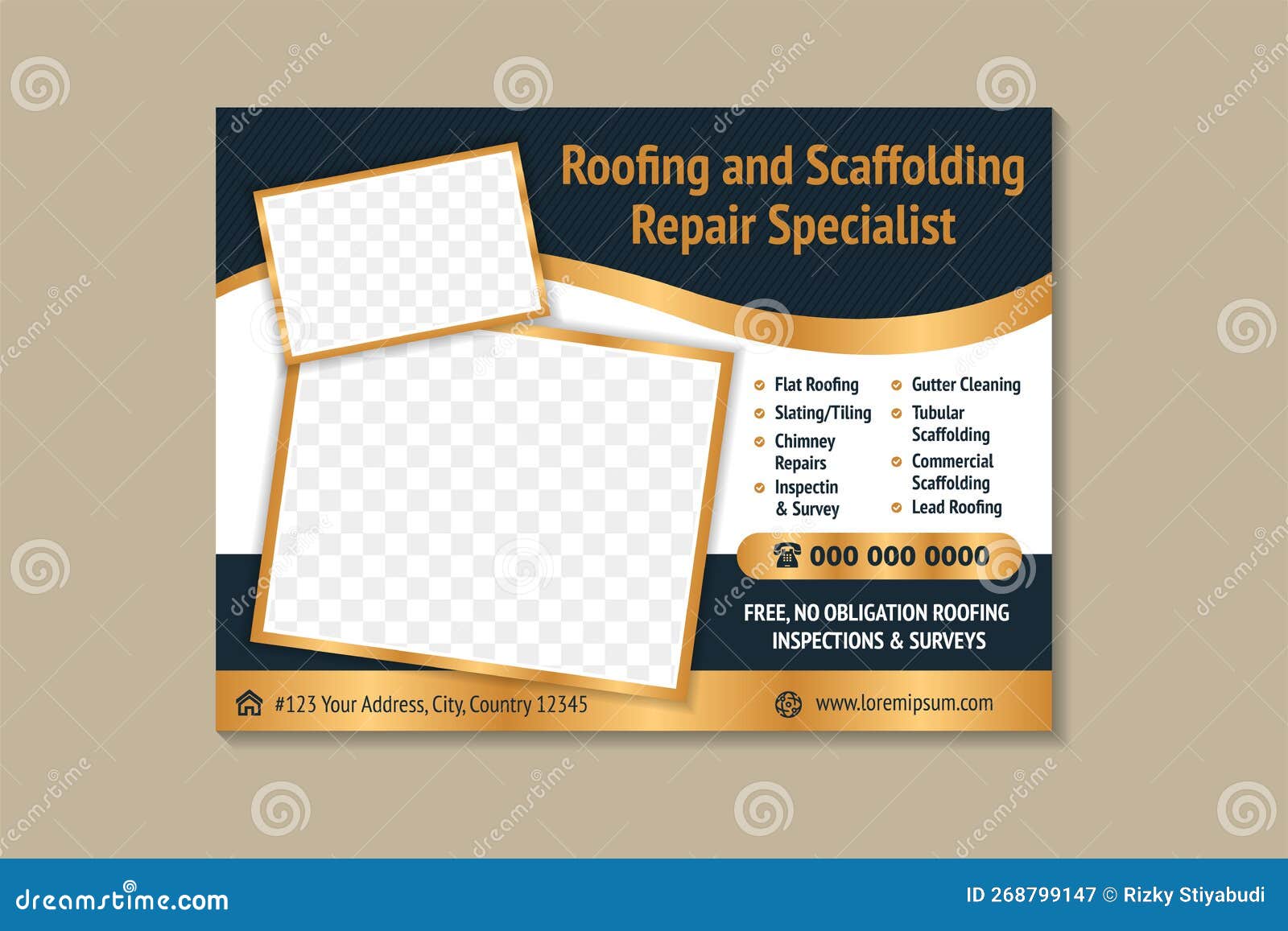 Roofing and Scaffolding Repair Specialist Banner Design Template Stock ...