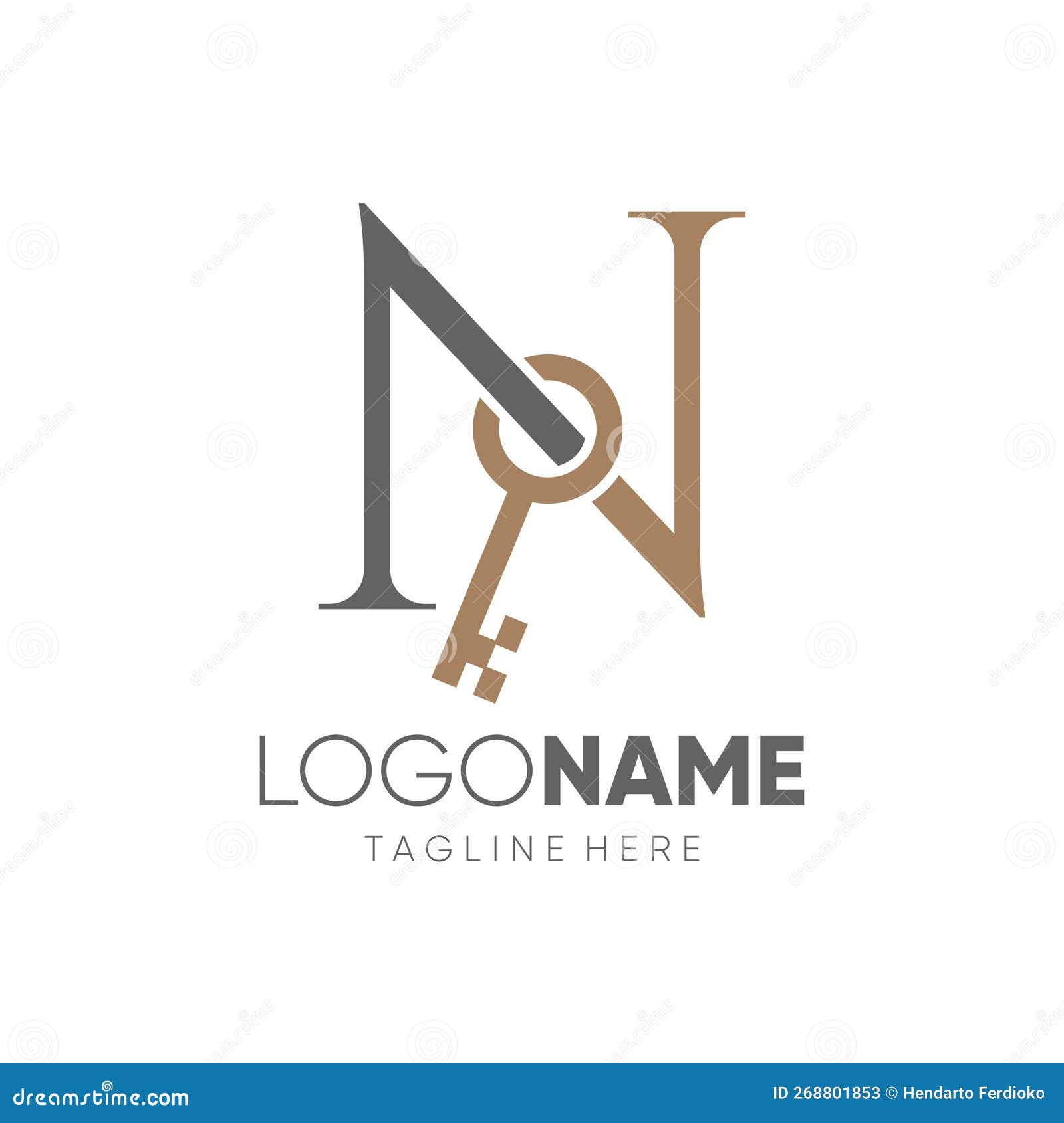 Initial Letter N Key Logo Design Vector Icon Graphic Emblem ...