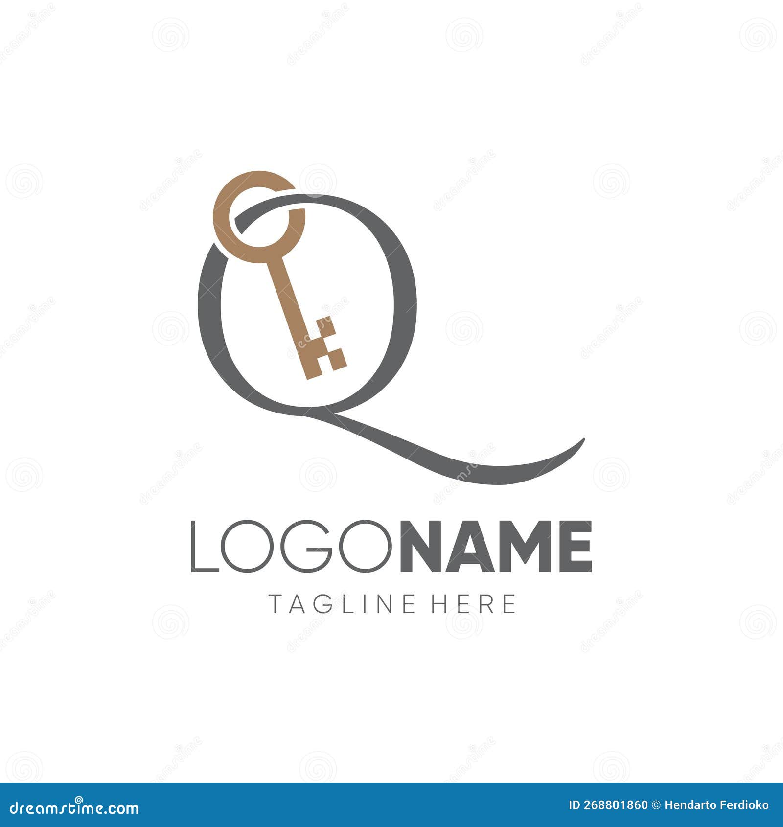 Initial Letter Q Key Logo Design Vector Icon Graphic Emblem ...