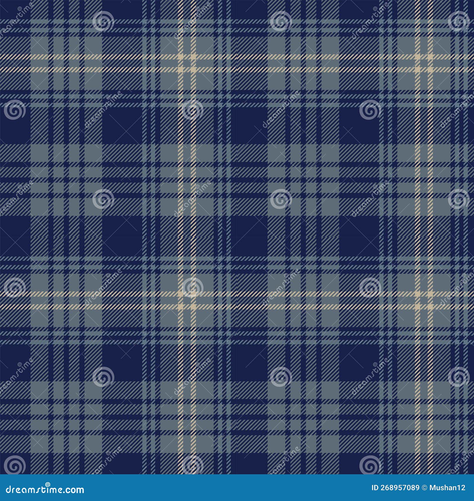 Blue and Beige Tartan Plaid. Scottish Pattern Fabric Swatch Close-up ...