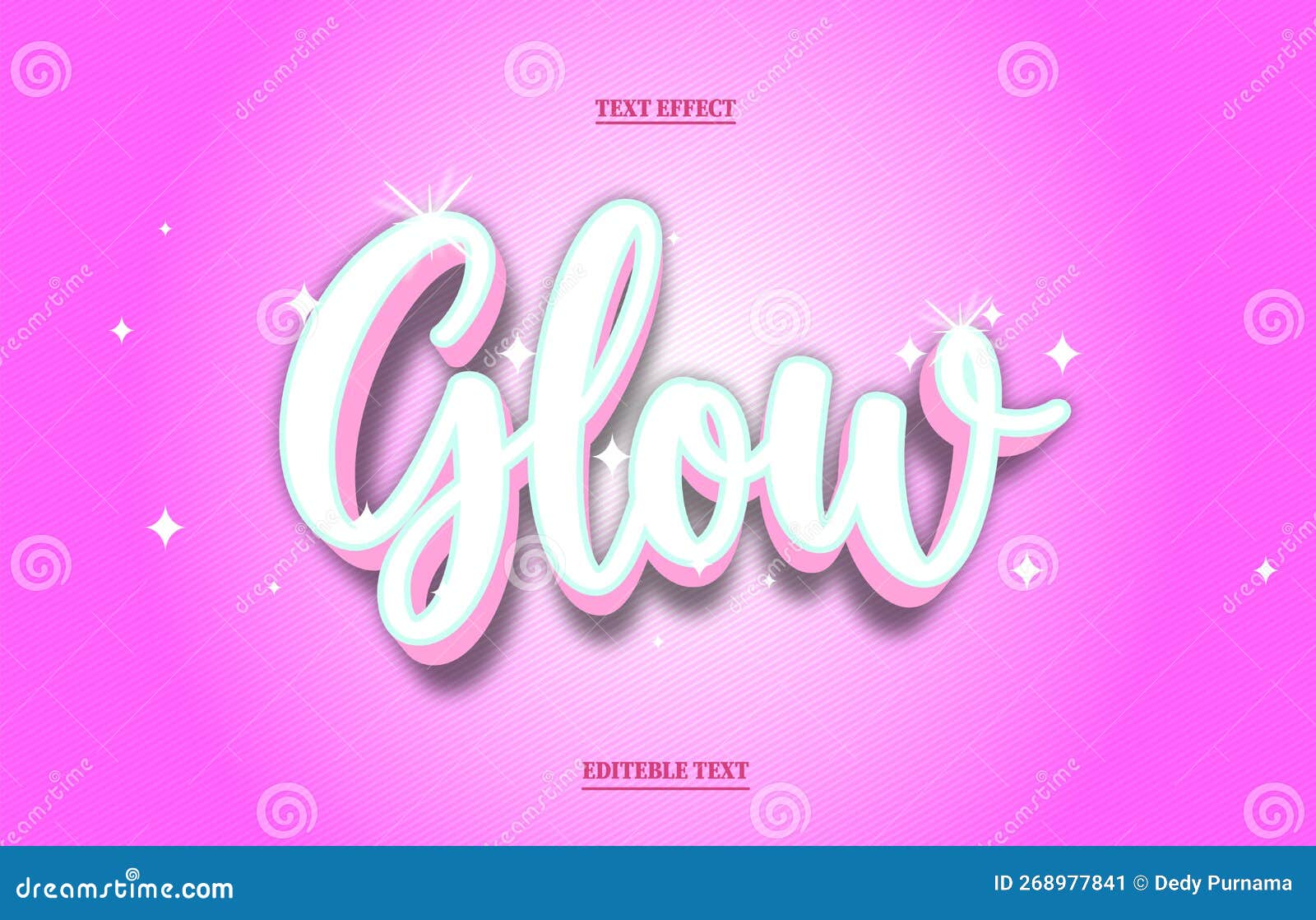Editable Glowing 3d Text Effect in Pink Stock Image - Image of text ...