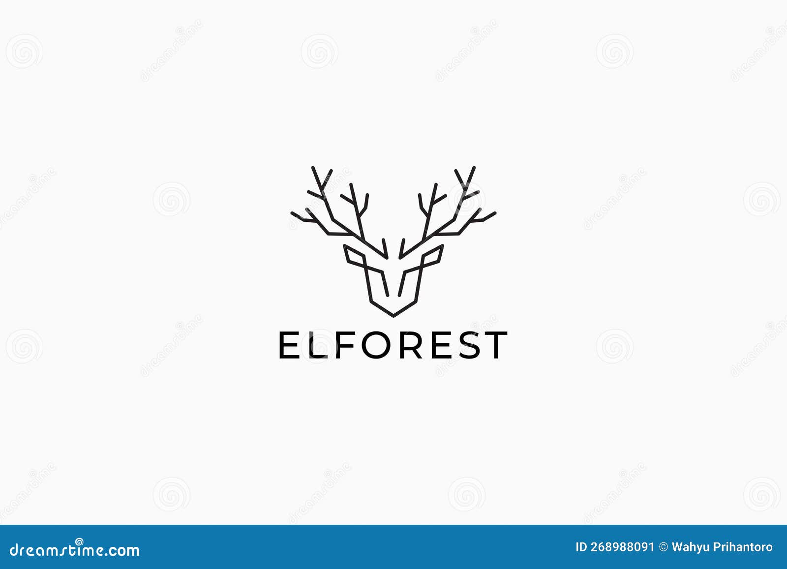 Logo Abstract Head Deer and Horn Branch for Elf Forest Branding Idea ...
