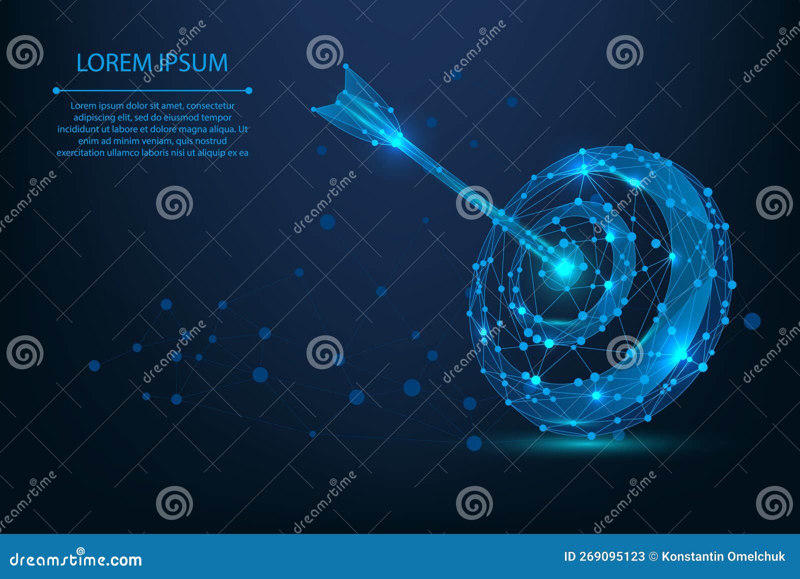 Abstract Mesh Line and Point Bullseye or Target. Low Poly Goal Concept ...