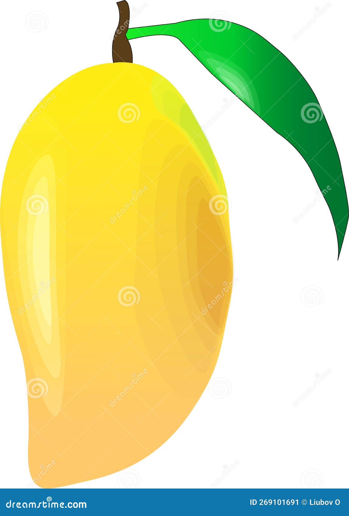 Yellow mango with leaf stock illustration. Illustration of banners ...