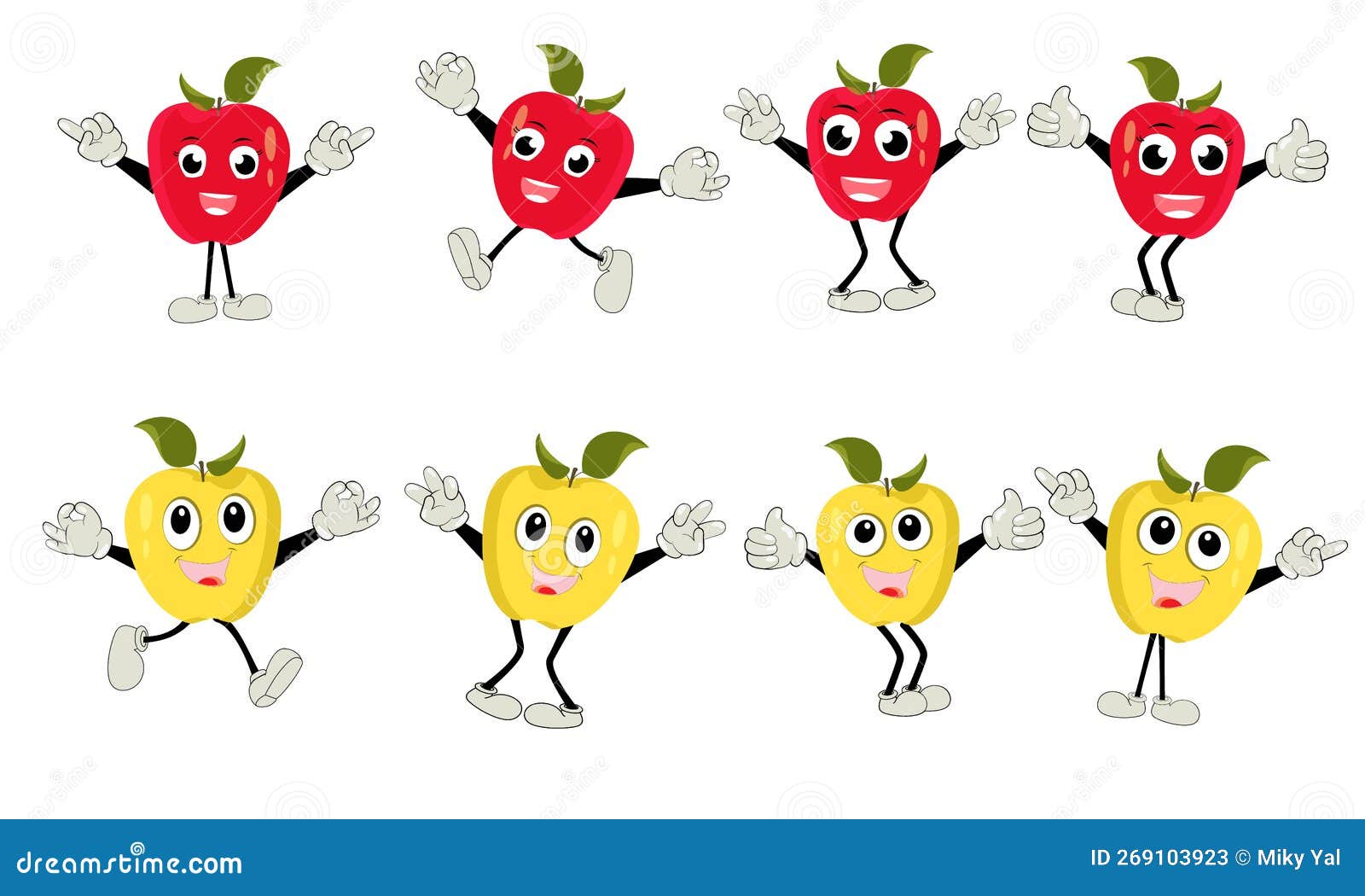 Apple Cartoon Character Illustration of a Happy Apple Character Stock ...