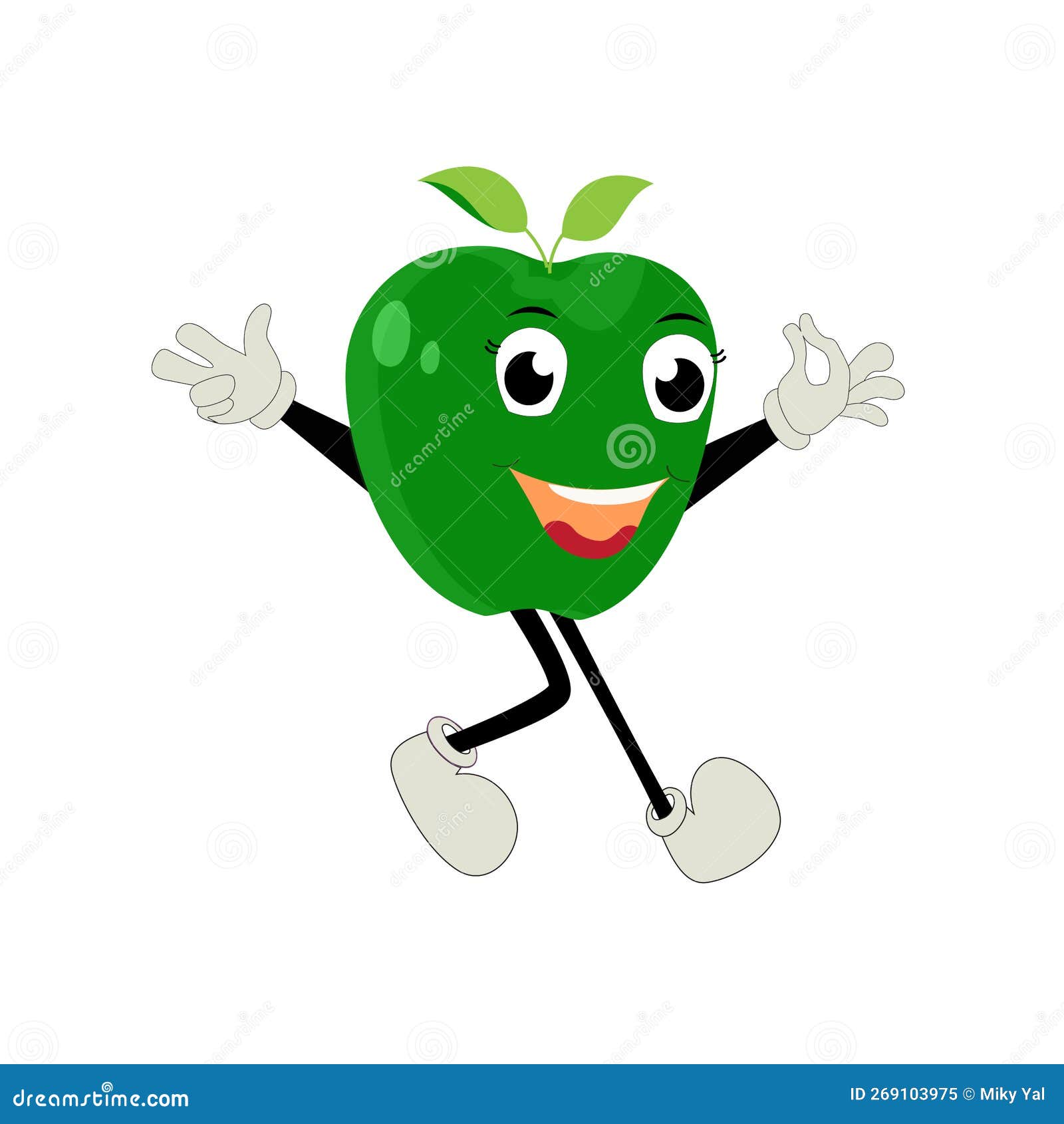 Apple Cartoon Character Illustration of a Happy Apple Character Stock ...