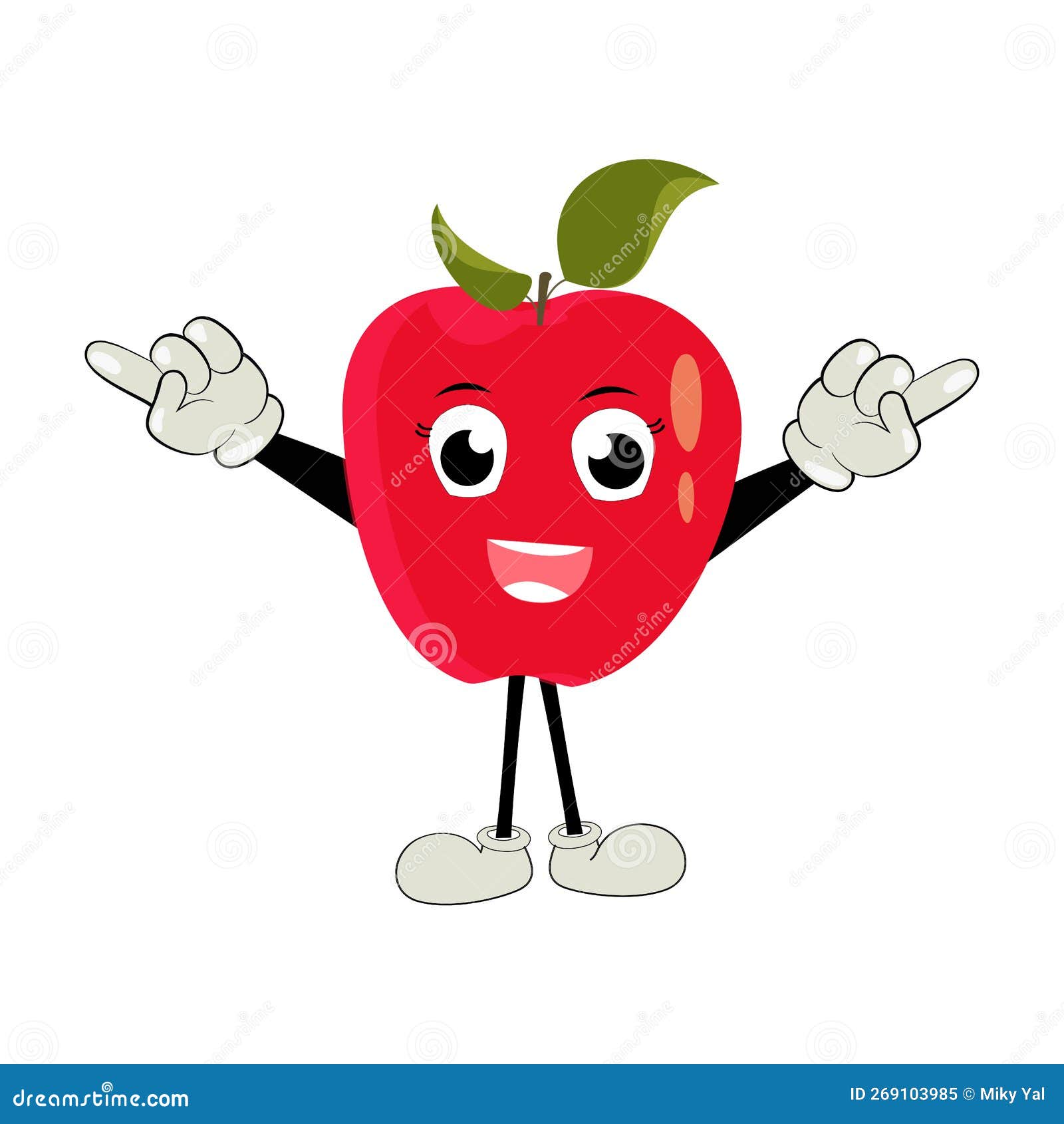 Apple Cartoon Character Illustration of a Happy Apple Character Stock ...