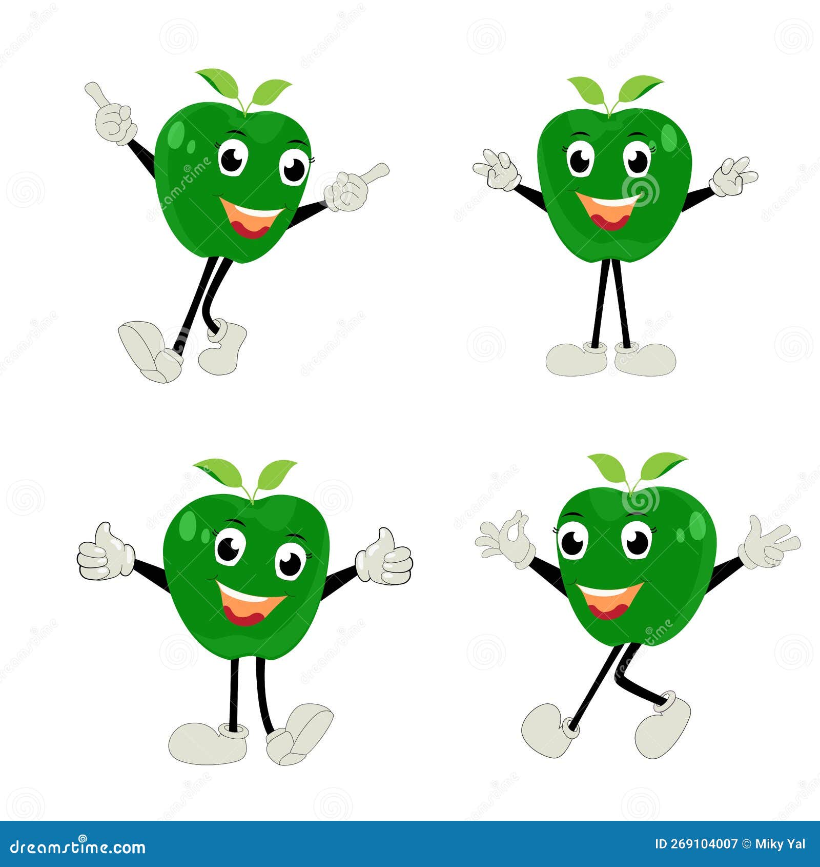 Apple Cartoon Character Illustration of a Happy Apple Character Stock ...