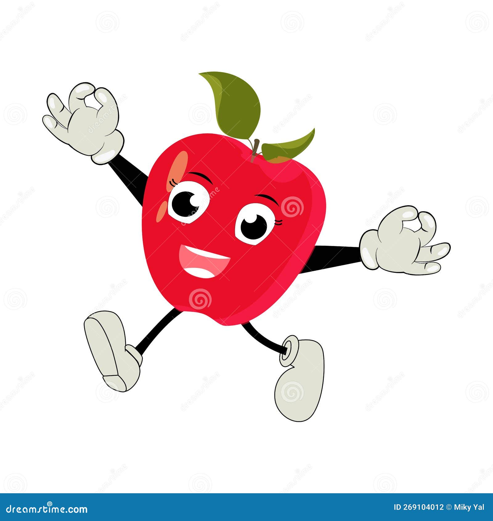Apple Cartoon Character Illustration of a Happy Apple Character Stock ...