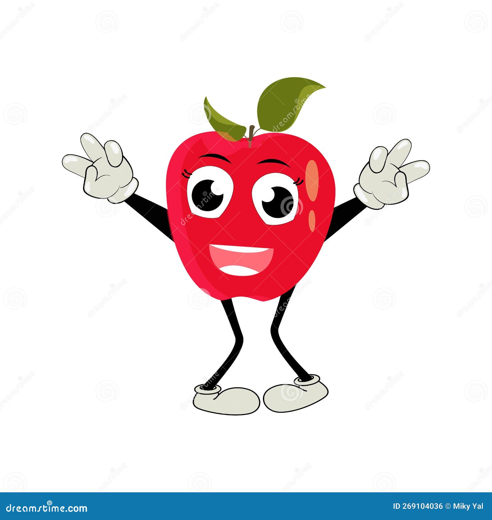 Apple Cartoon Character Illustration of a Happy Apple Character Stock ...