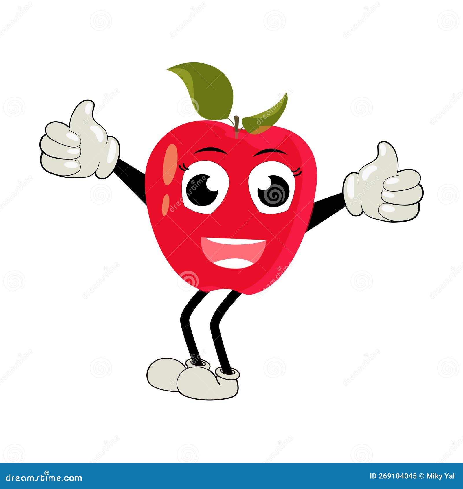 Apple Cartoon Character Illustration of a Happy Apple Character Stock ...