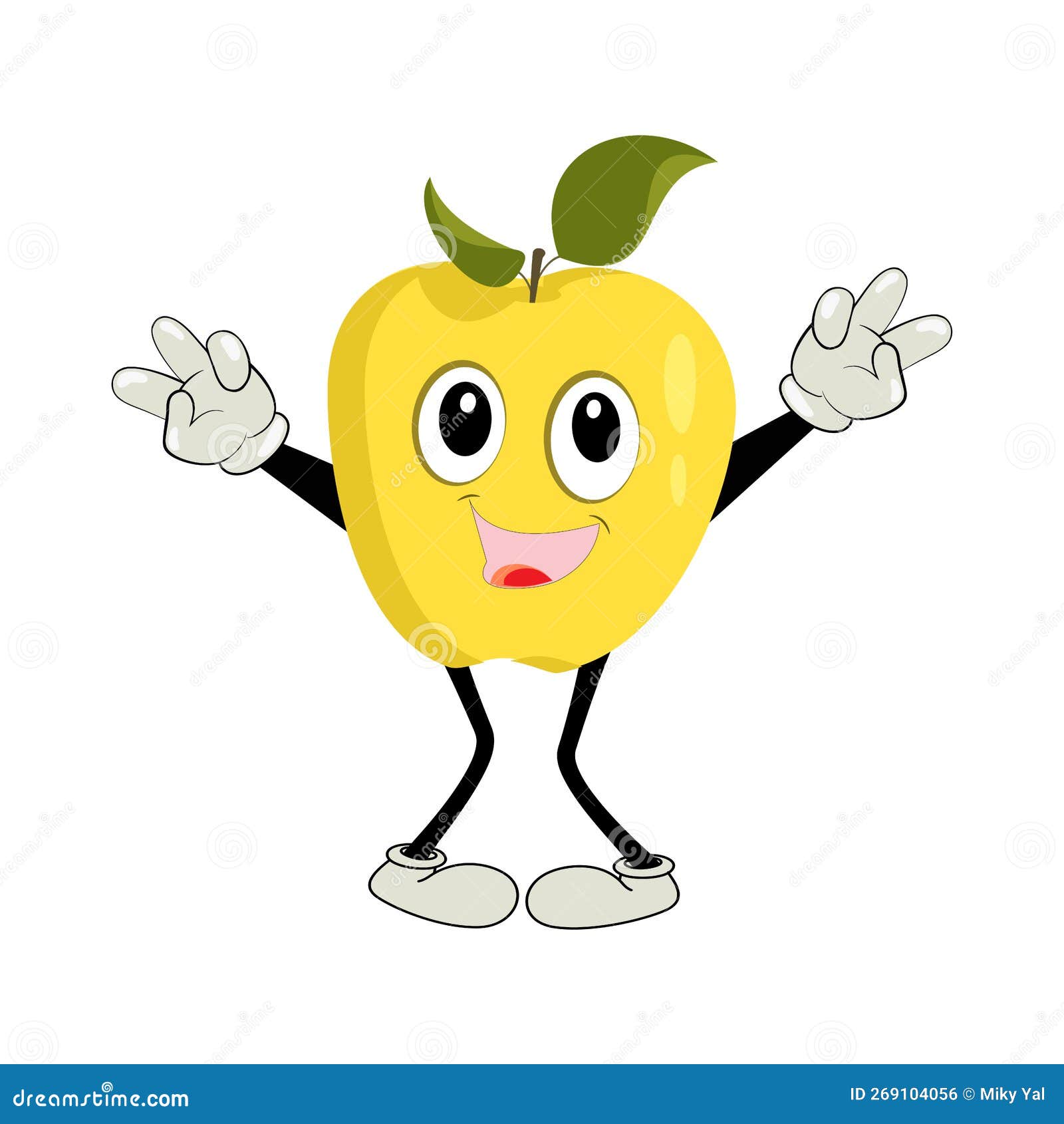 Apple Cartoon Character Illustration of a Happy Apple Character Stock ...