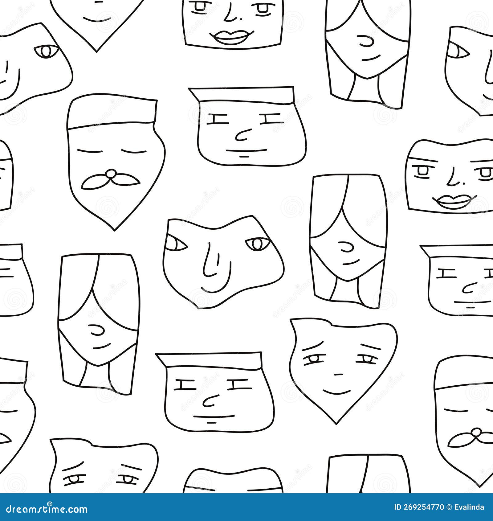 Abstract Faces Seamless Pattern. Background with People Faces Stock ...