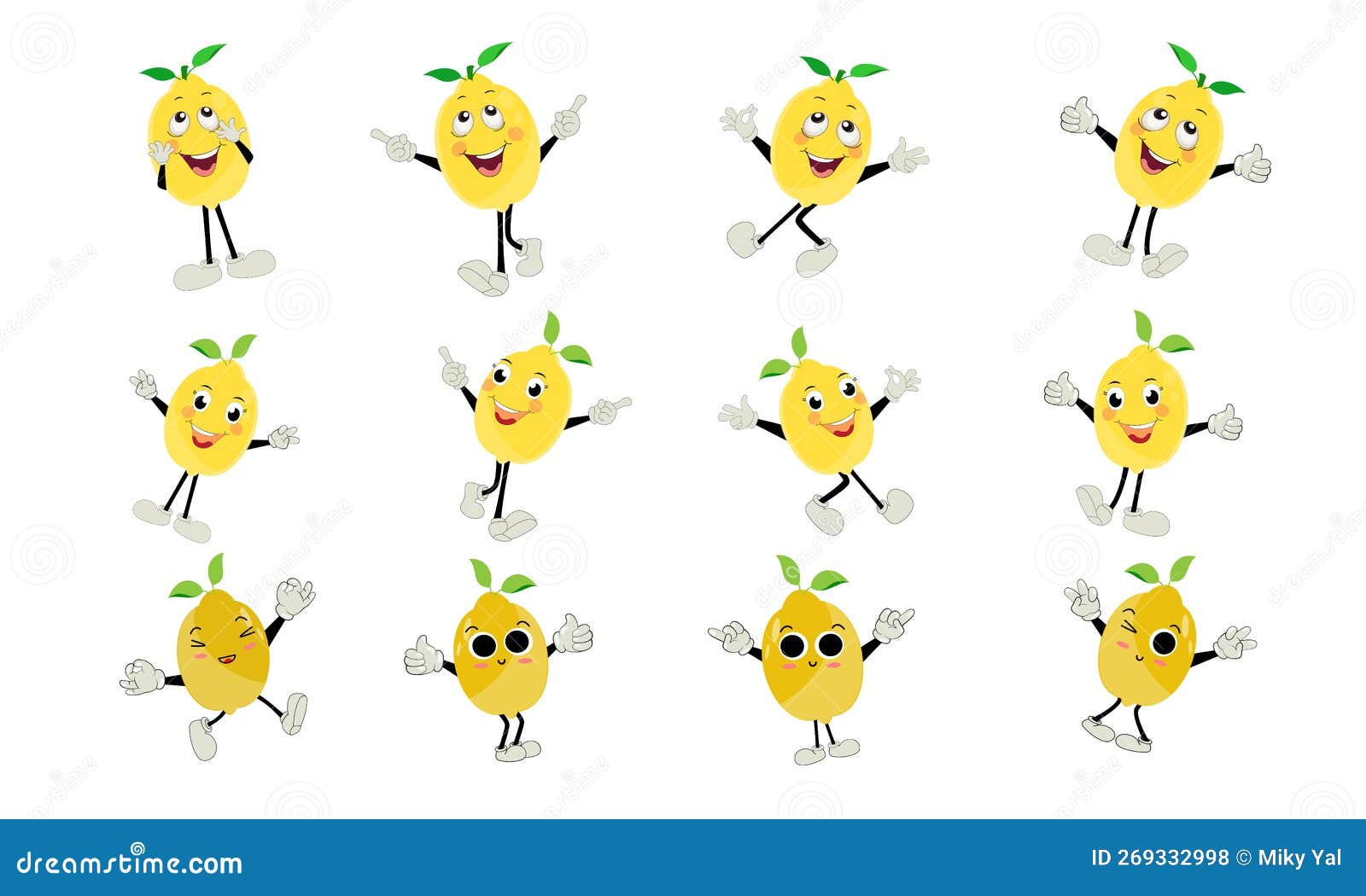 Lemon Character Design. Vector Illustration Flat Lemon Cute Character ...