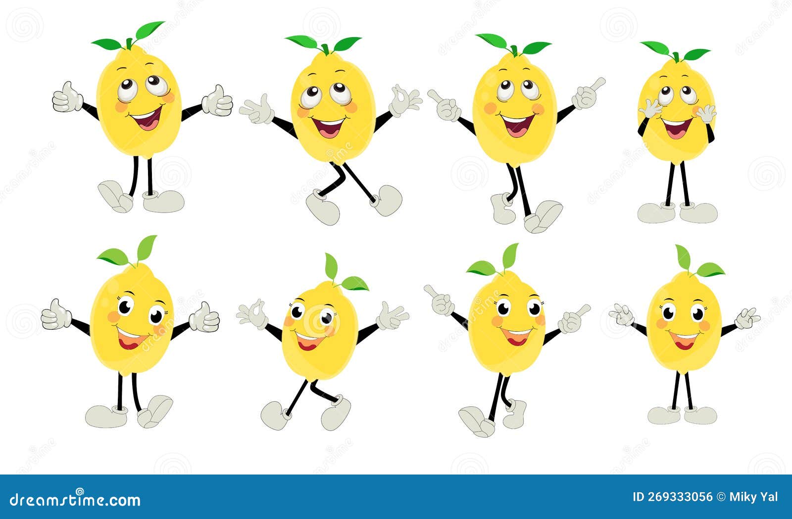 Lemon Character Design. Vector Illustration Flat Lemon Cute Character ...