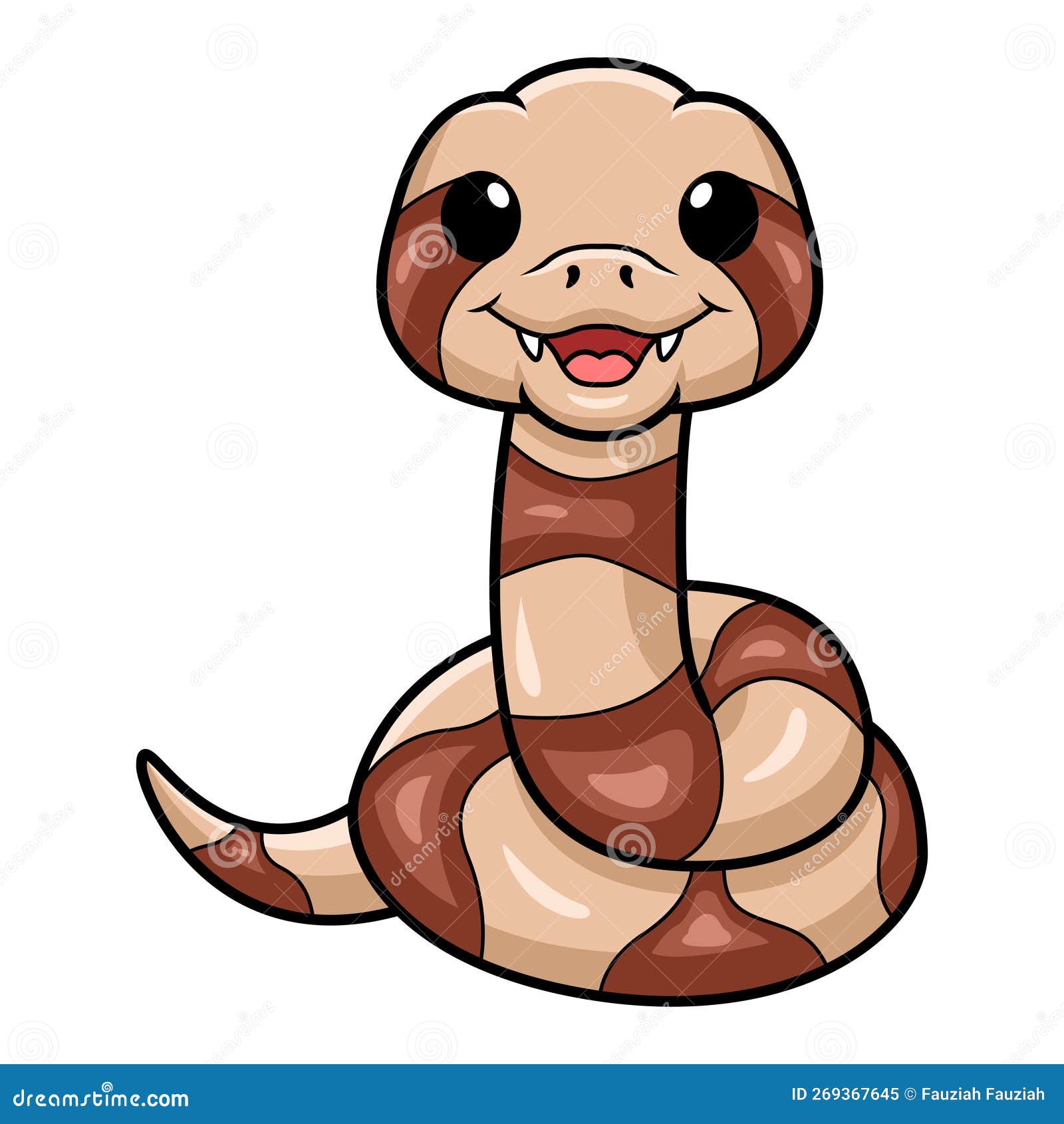 Cute Happy Copperhead Snake Cartoon Stock Vector - Illustration of ...