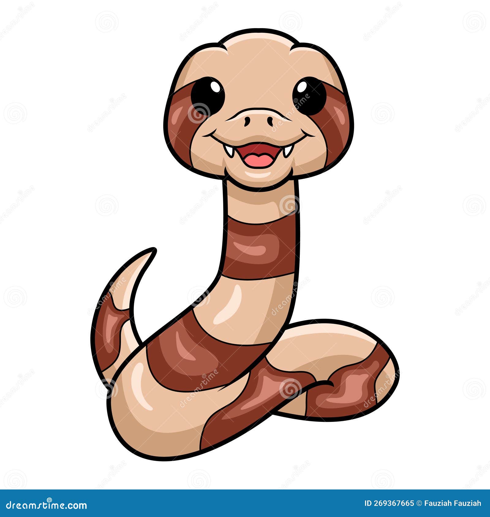 Cute Happy Copperhead Snake Cartoon Stock Vector - Illustration of ...