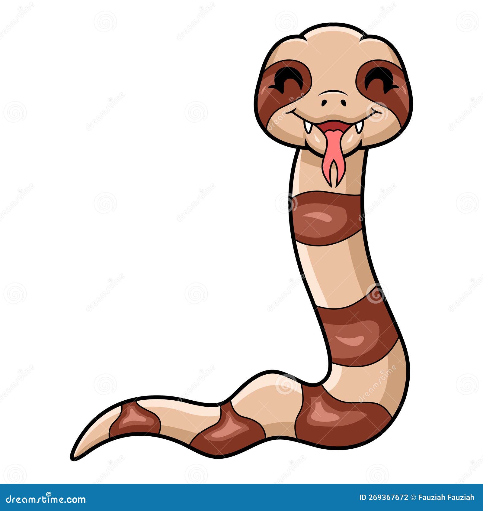 Cute Happy Copperhead Snake Cartoon Stock Vector - Illustration of ...