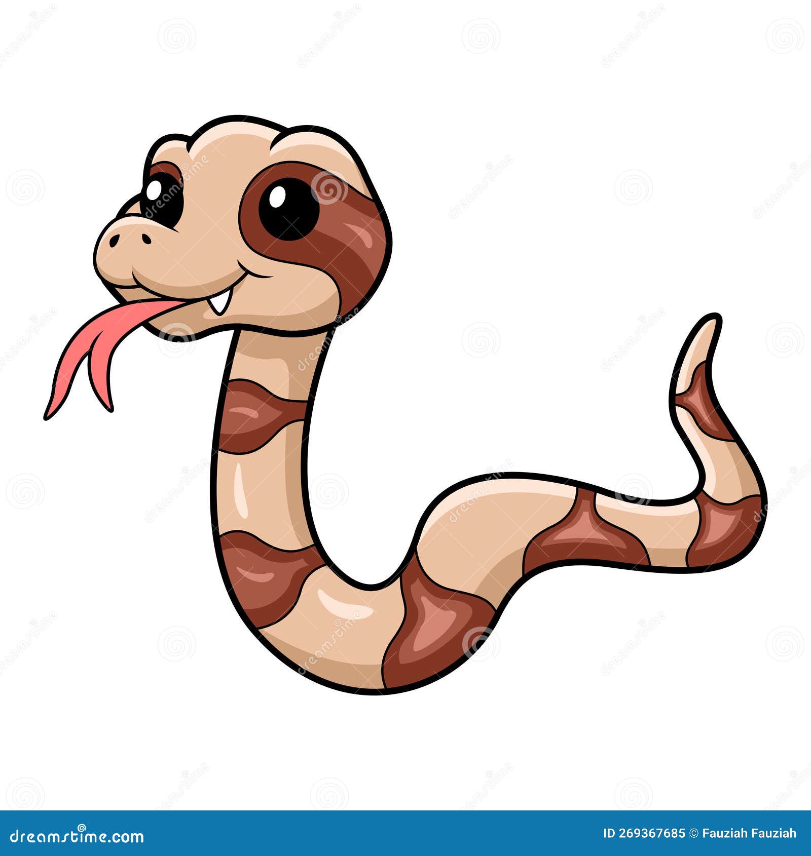 Cute Happy Copperhead Snake Cartoon Stock Illustration - Illustration ...