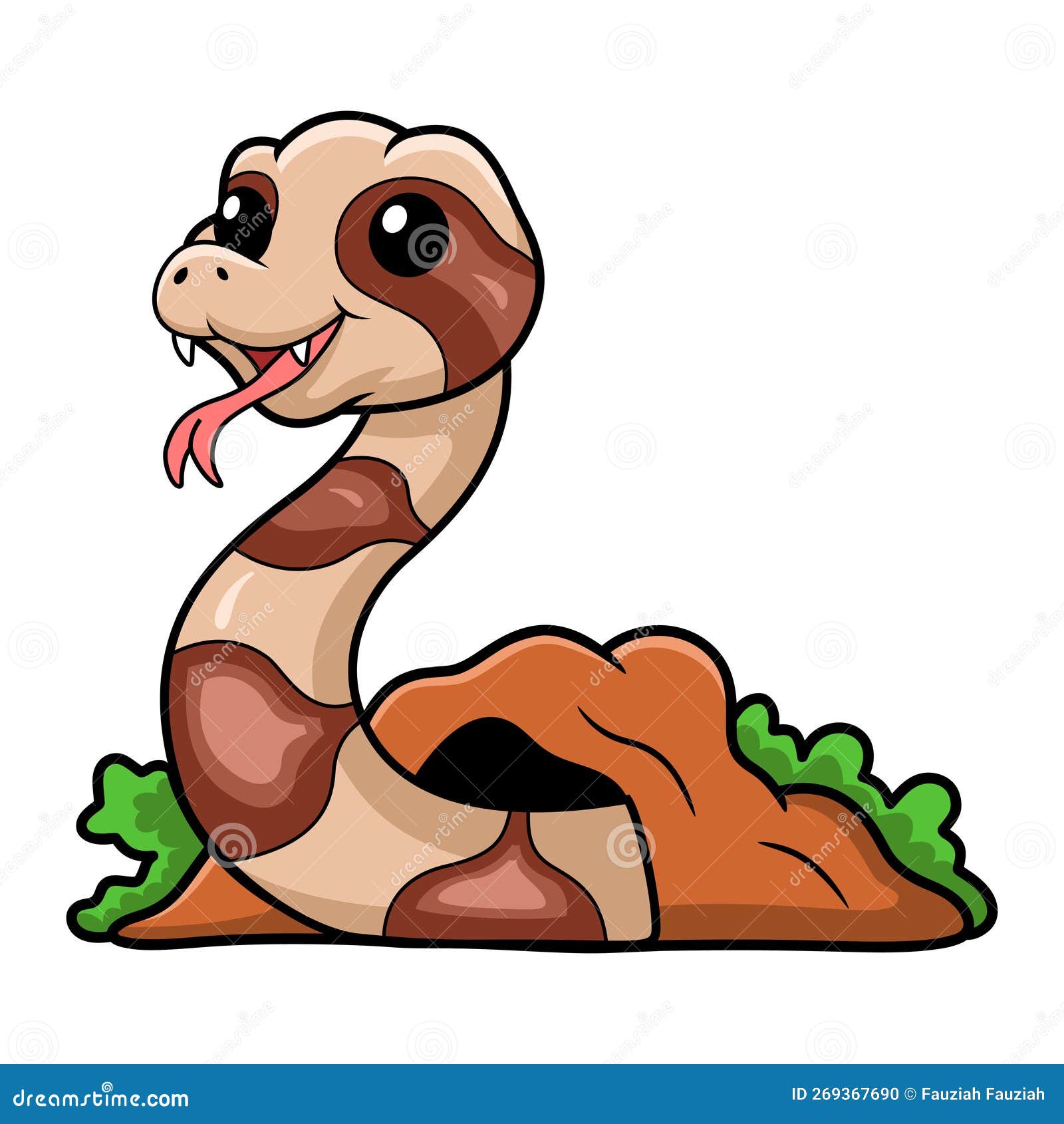 Cute Copperhead Snake Cartoon Out from Hole Stock Vector - Illustration ...