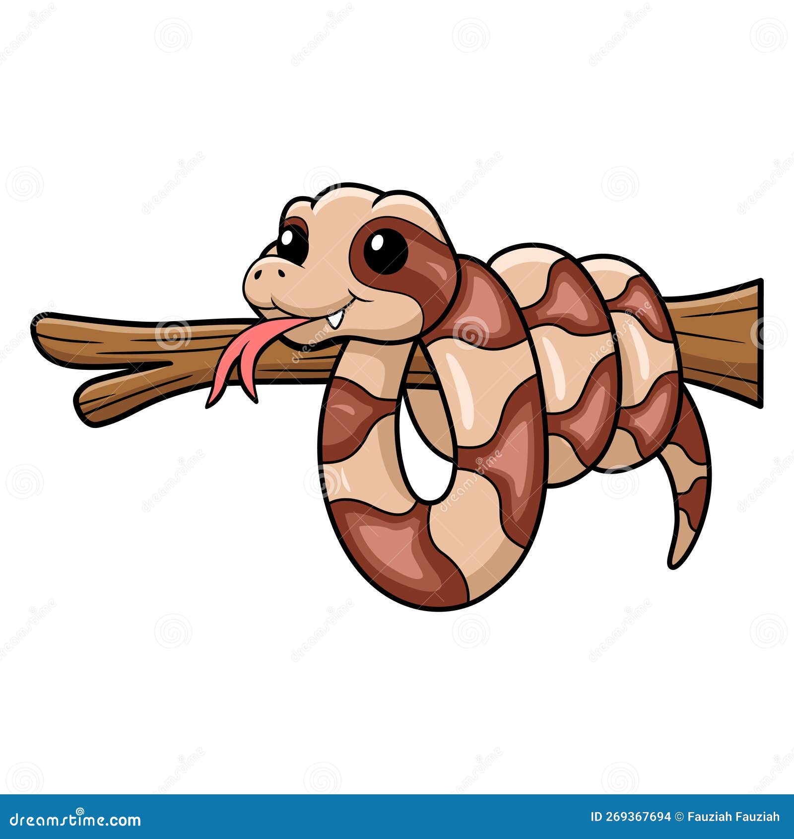 Cute Copperhead Snake Cartoon On Tree Branch Vector Illustration ...