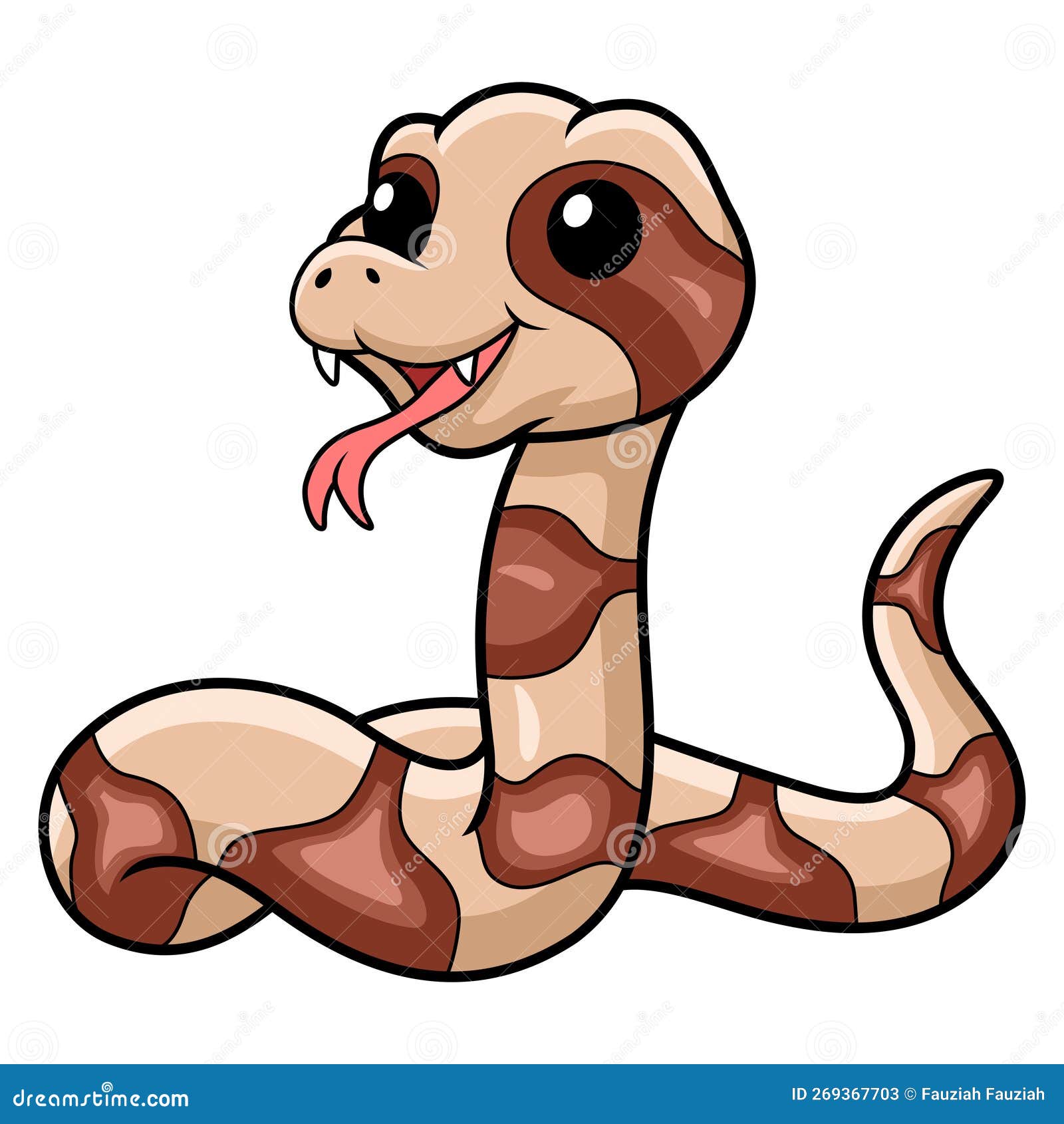 Cute Happy Copperhead Snake Cartoon Stock Vector - Illustration of ...