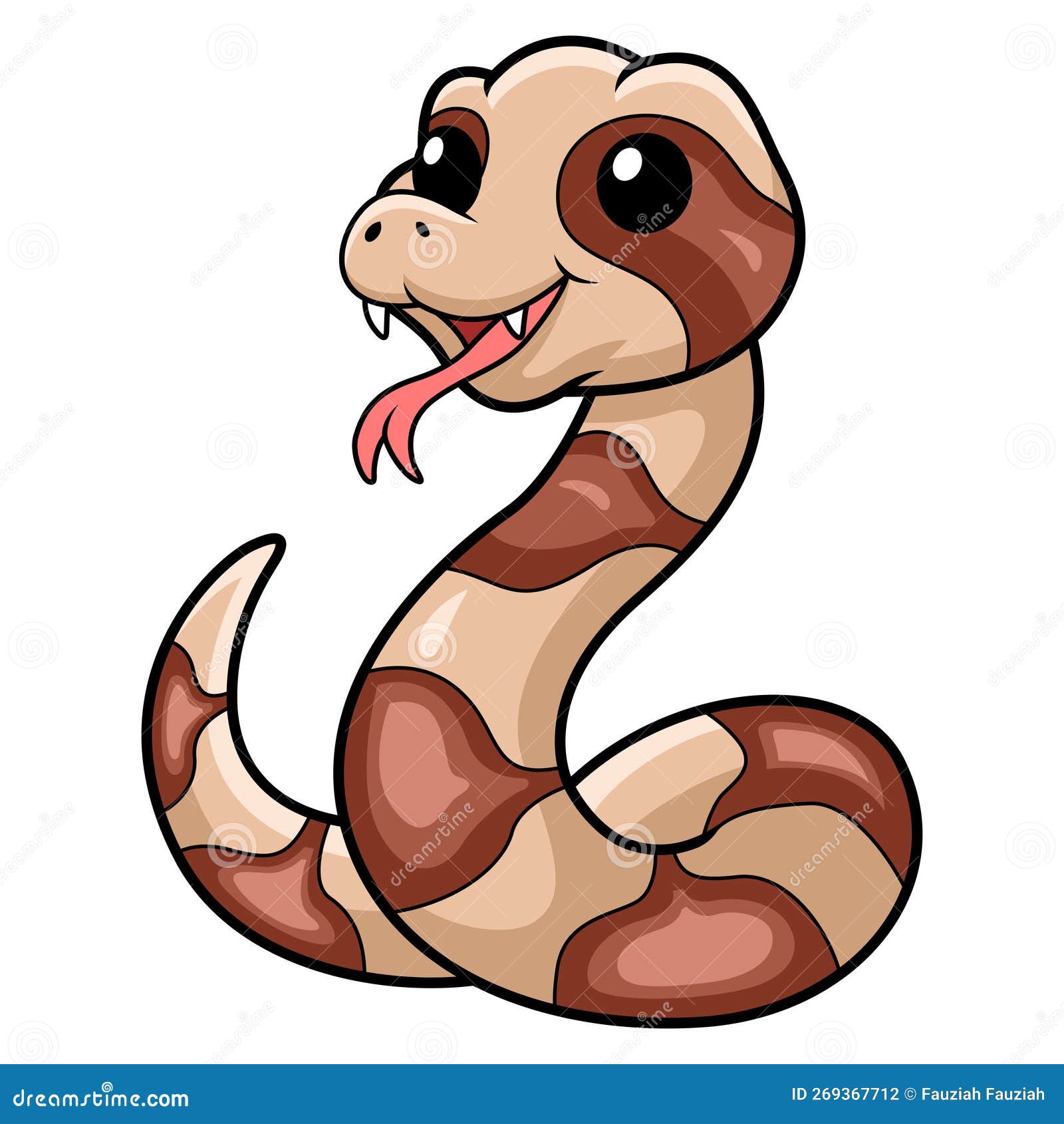 Cute Happy Copperhead Snake Cartoon Stock Vector - Illustration of ...