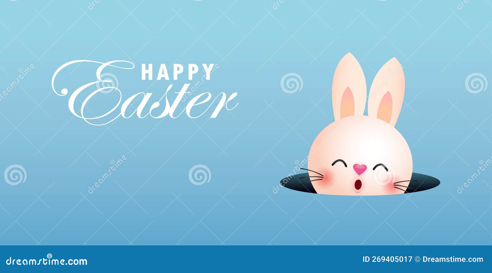 Happy Easter Day Poster. Little Rabbit Bunny Cartoon Design with ...