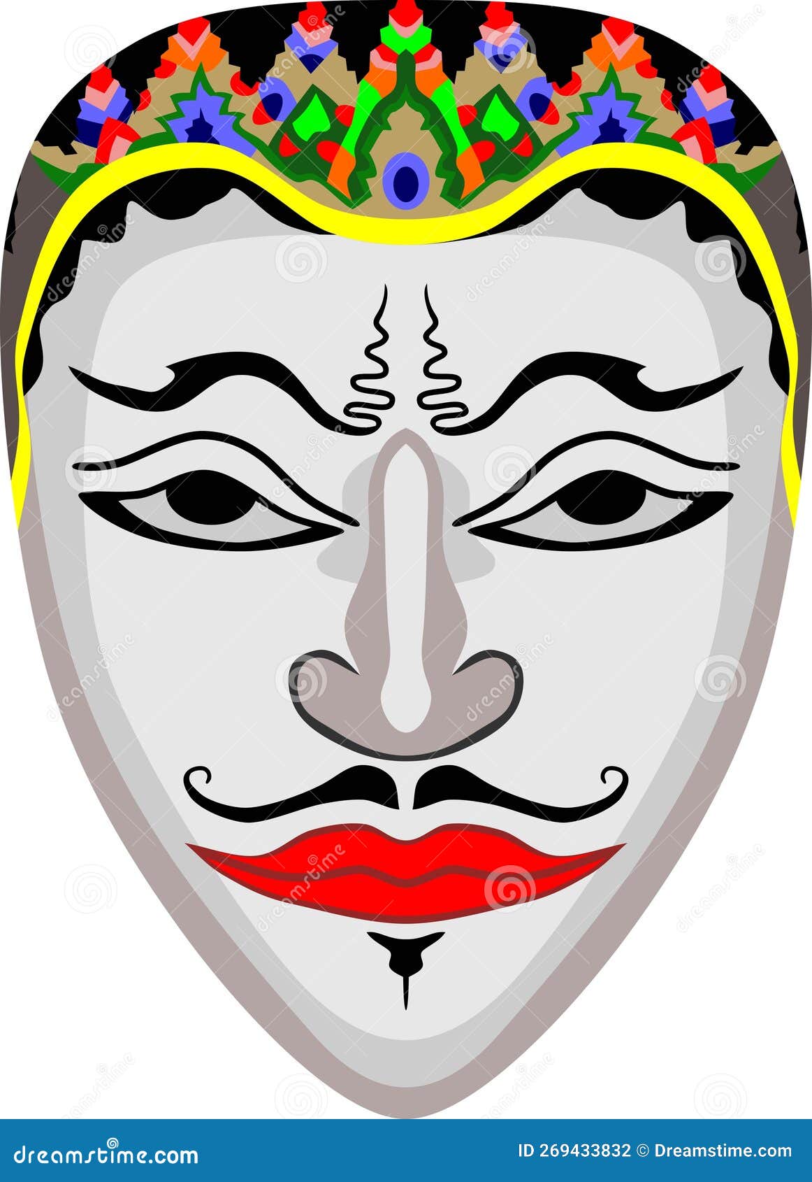 White Javanese Indonesian Traditional Mask Vector Stock Vector ...