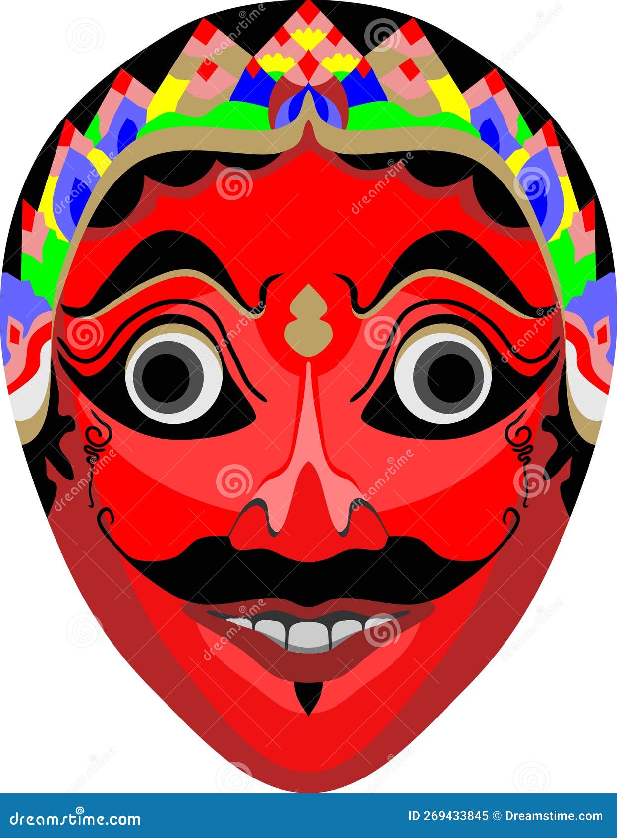 Red Javanese Indonesian Traditional Mask Vector Stock Vector ...