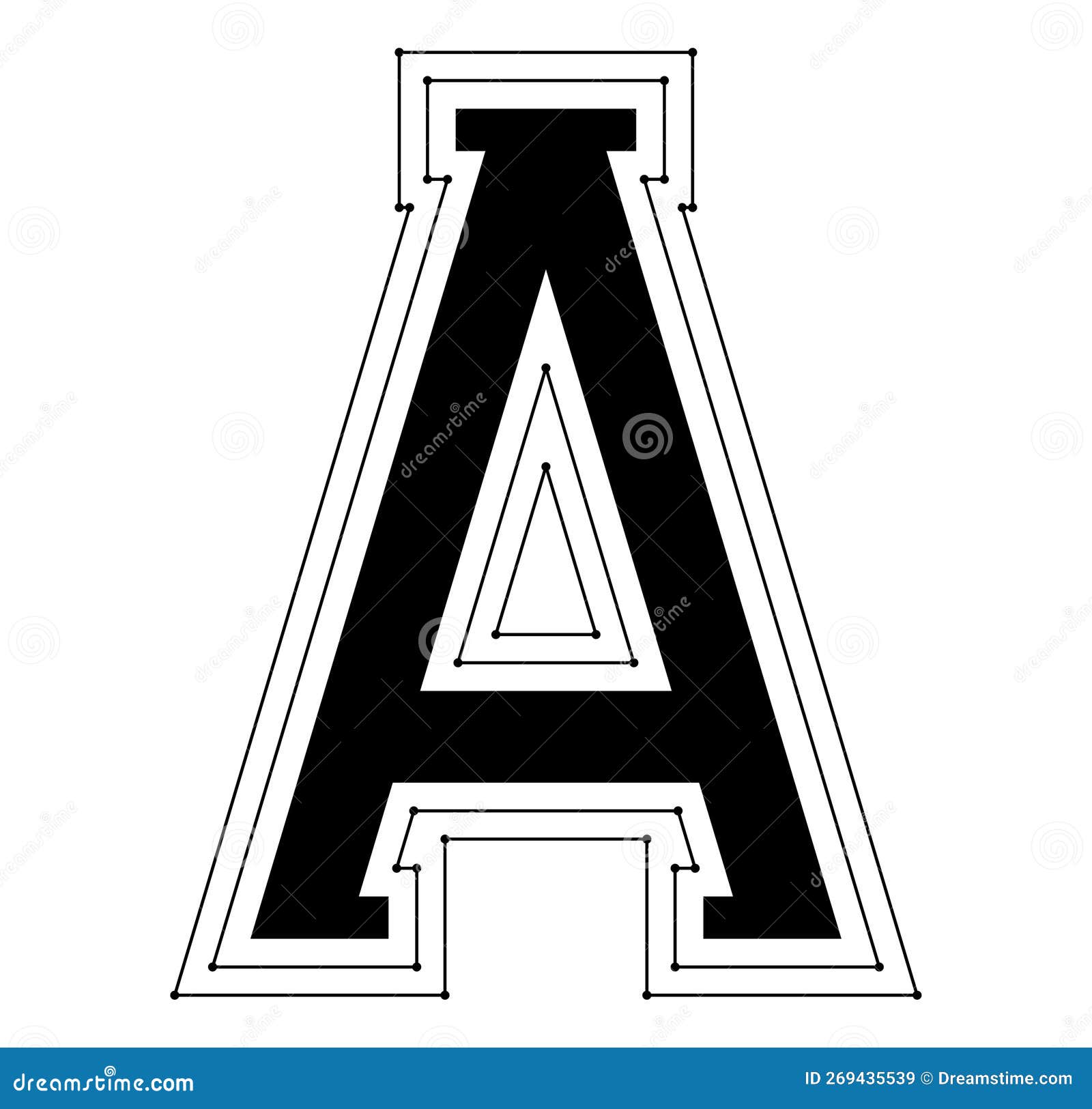 Simple Decorative Letter with Outline.Vector Custom Font. Stock ...