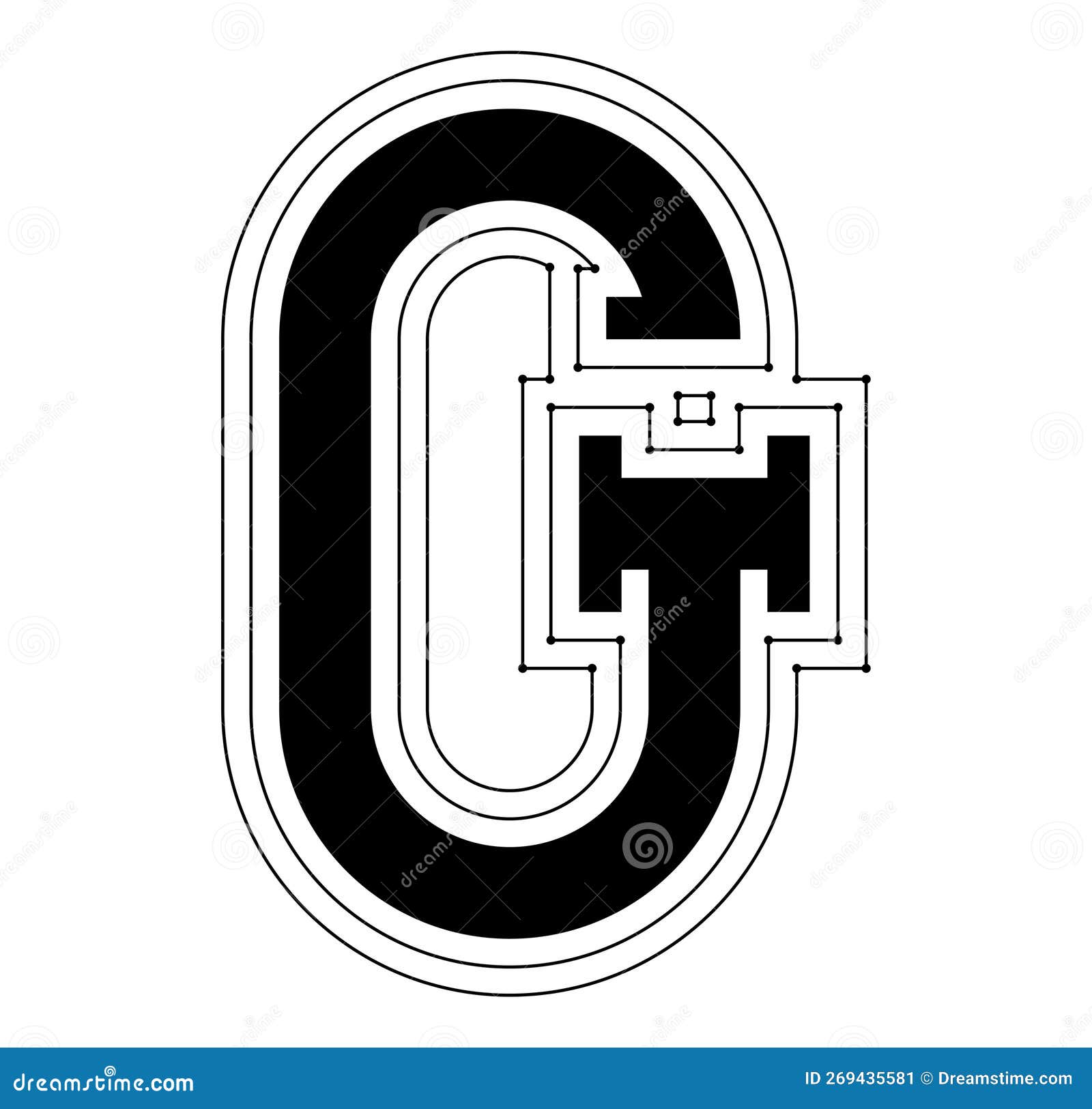 Simple Decorative Letter with Outline.Vector Custom Font. Stock ...