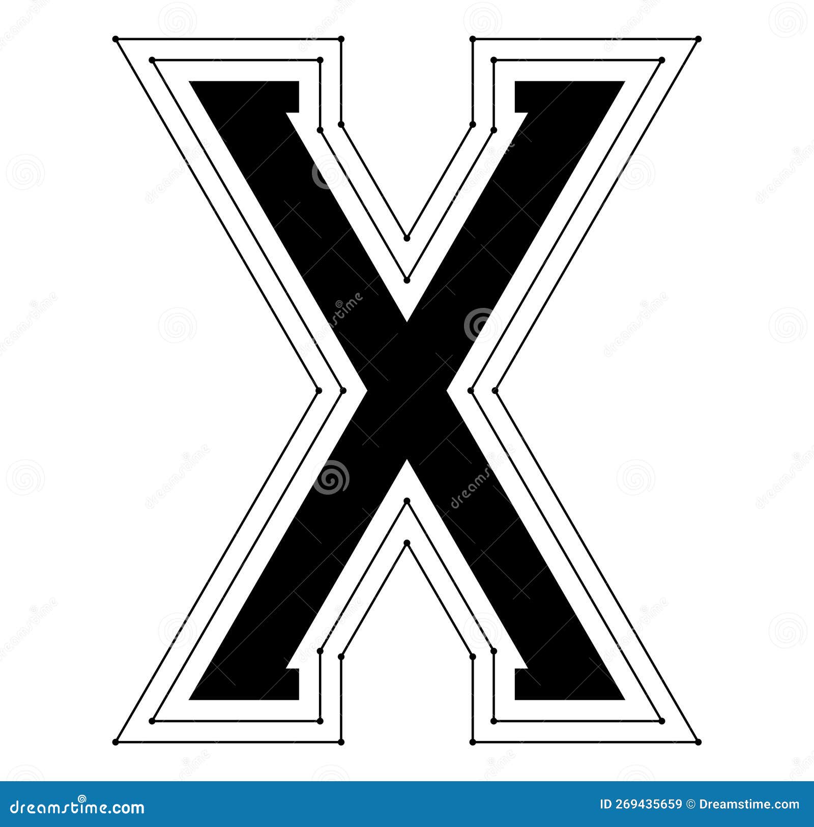 Simple Decorative Letter with Outline.Vector Custom Font. Stock ...